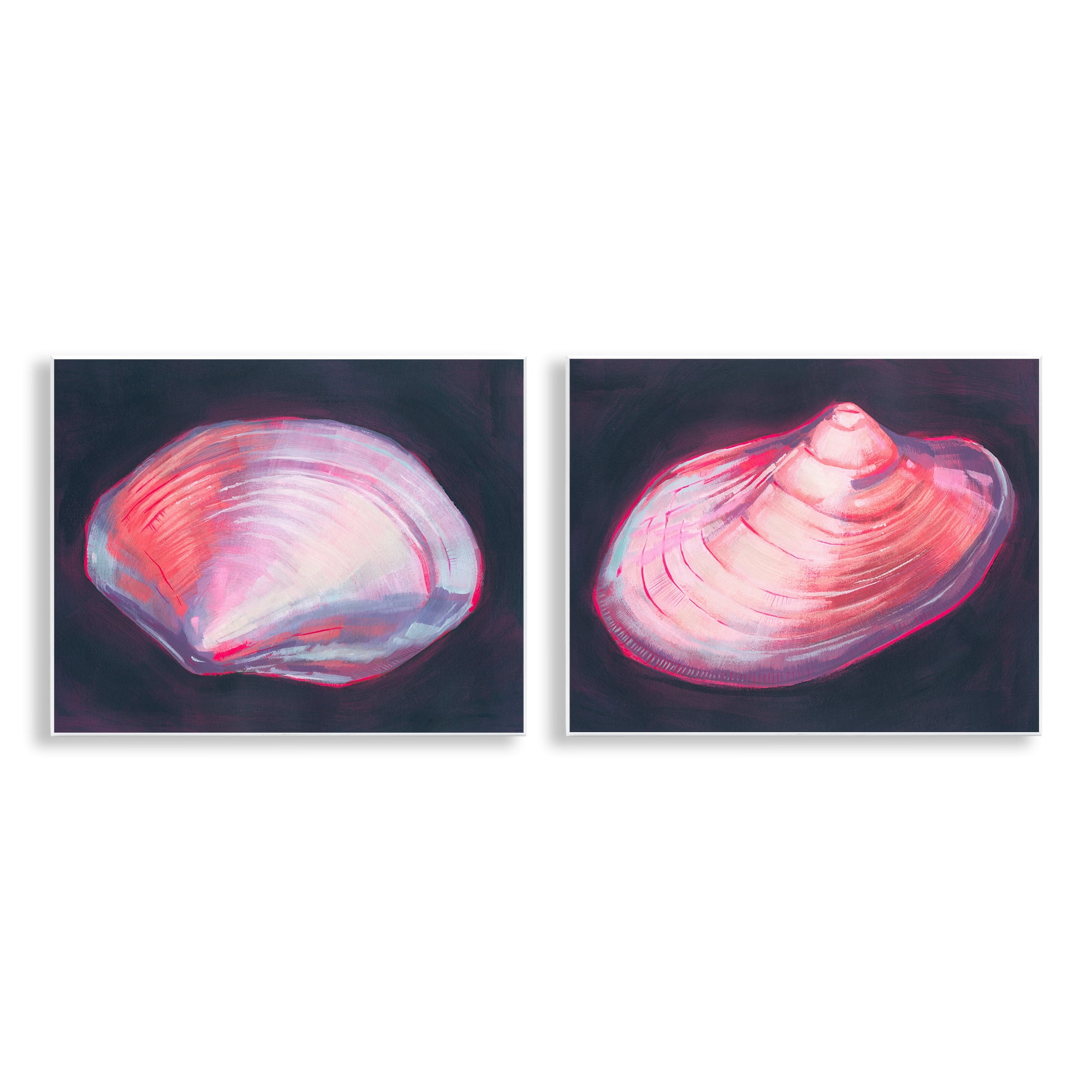 Stupell Industries Pink Clam Shells Nautical & Beach Painting Unframed ...