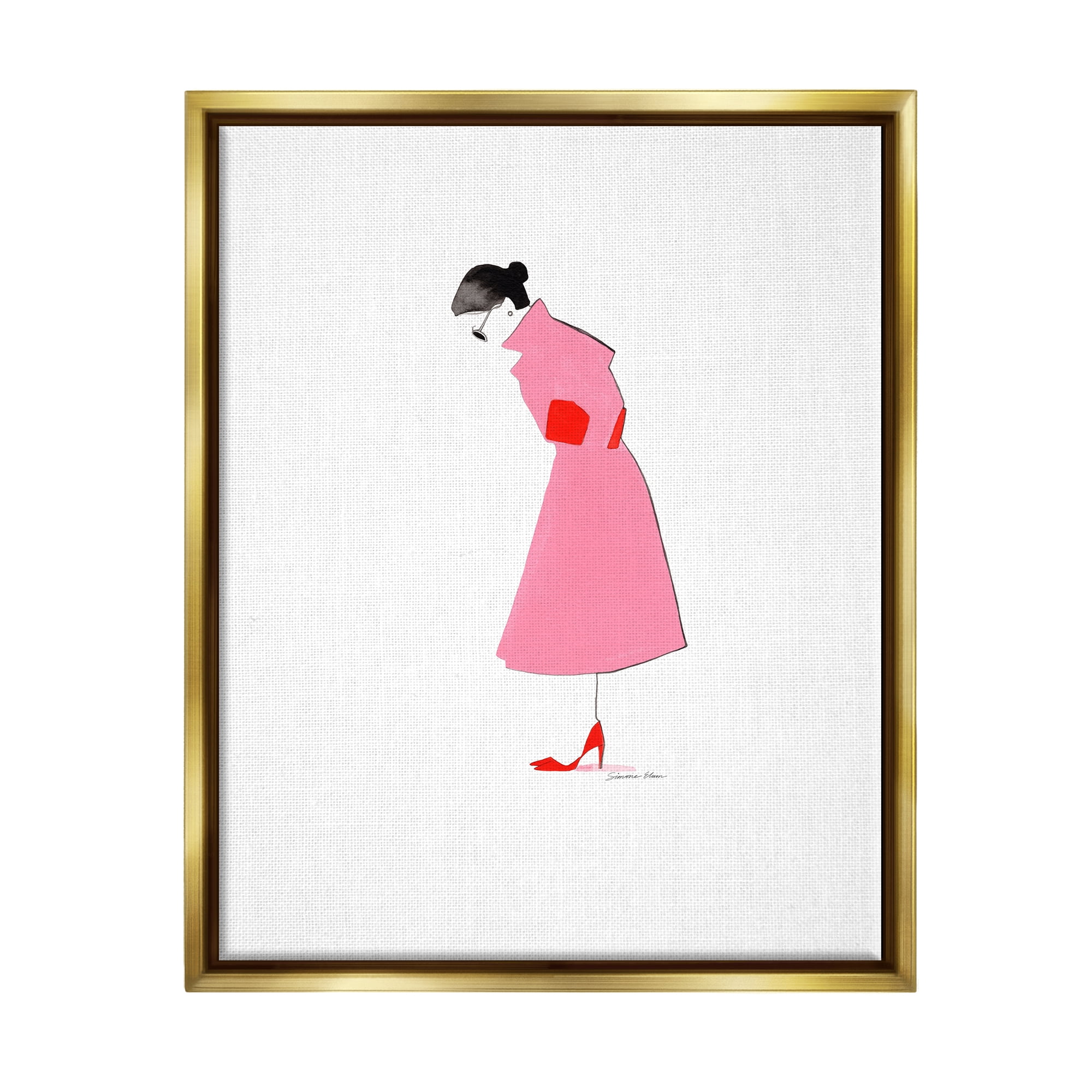 Stupell Industries Pink Contemporary Girl Beauty & Fashion Painting ...