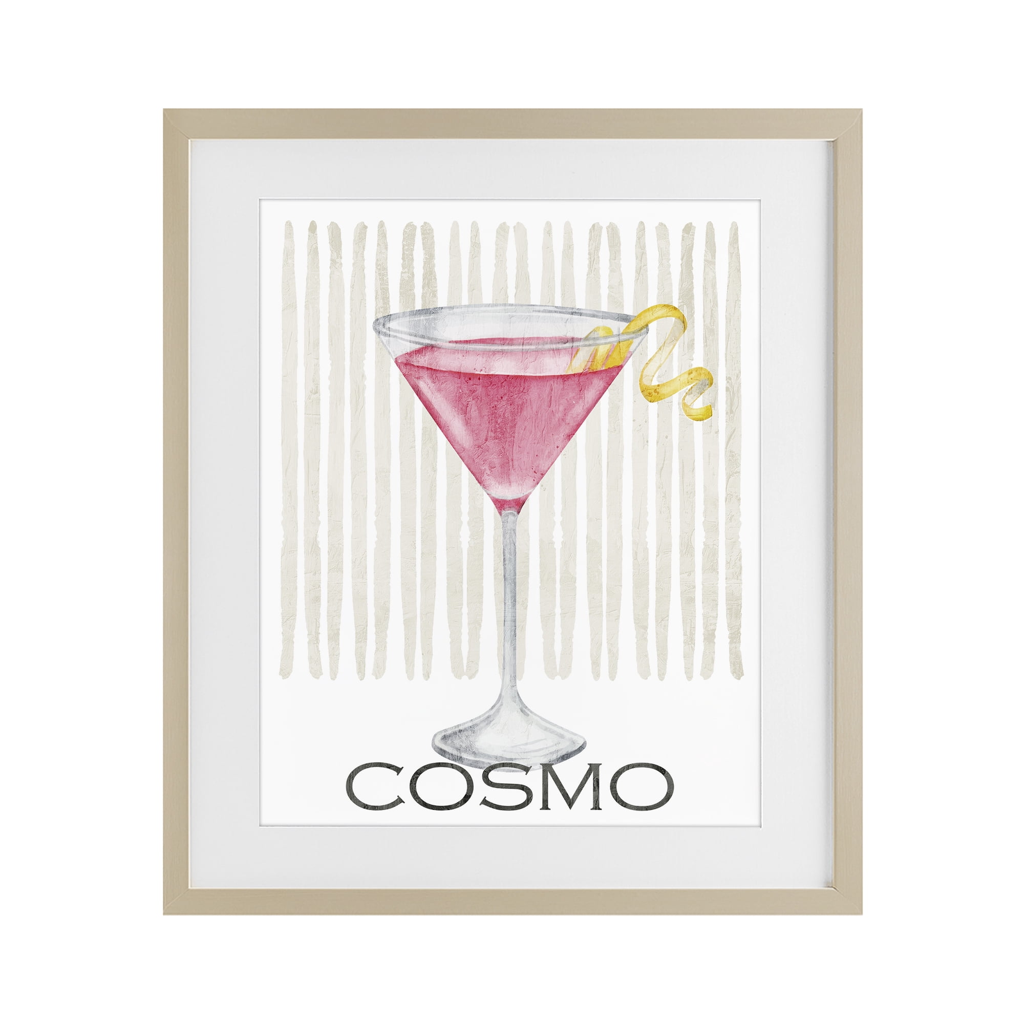Stupell Industries Pink Cosmo on Stripes Birch Framed Print Under Glass ...