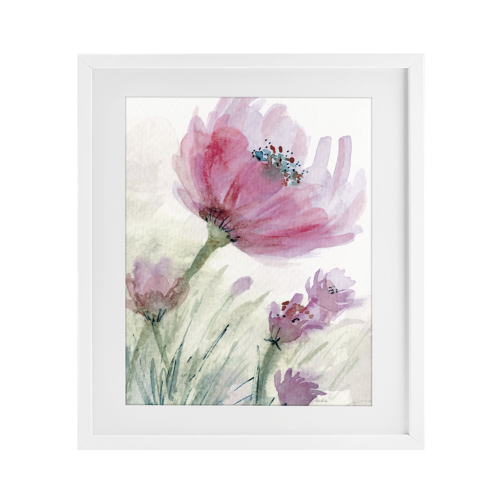 Stupell Industries Pink Flower & Speckled Stamen White Framed Print ...