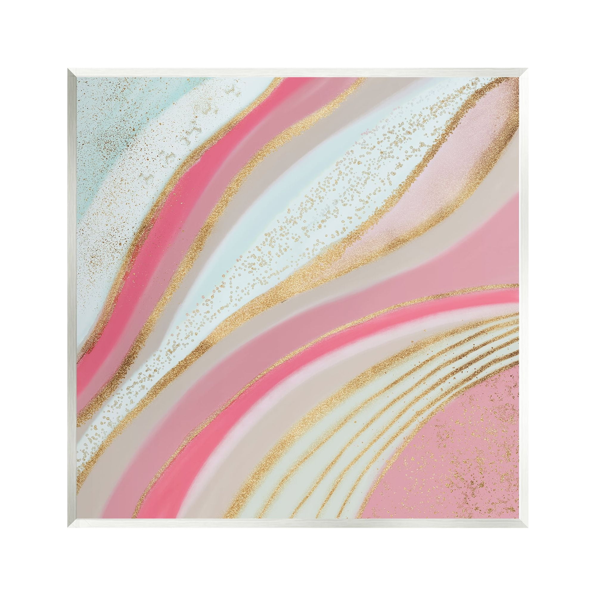 Stupell Industries Pink & Glam Waves Abstract Painting Unframed Art ...