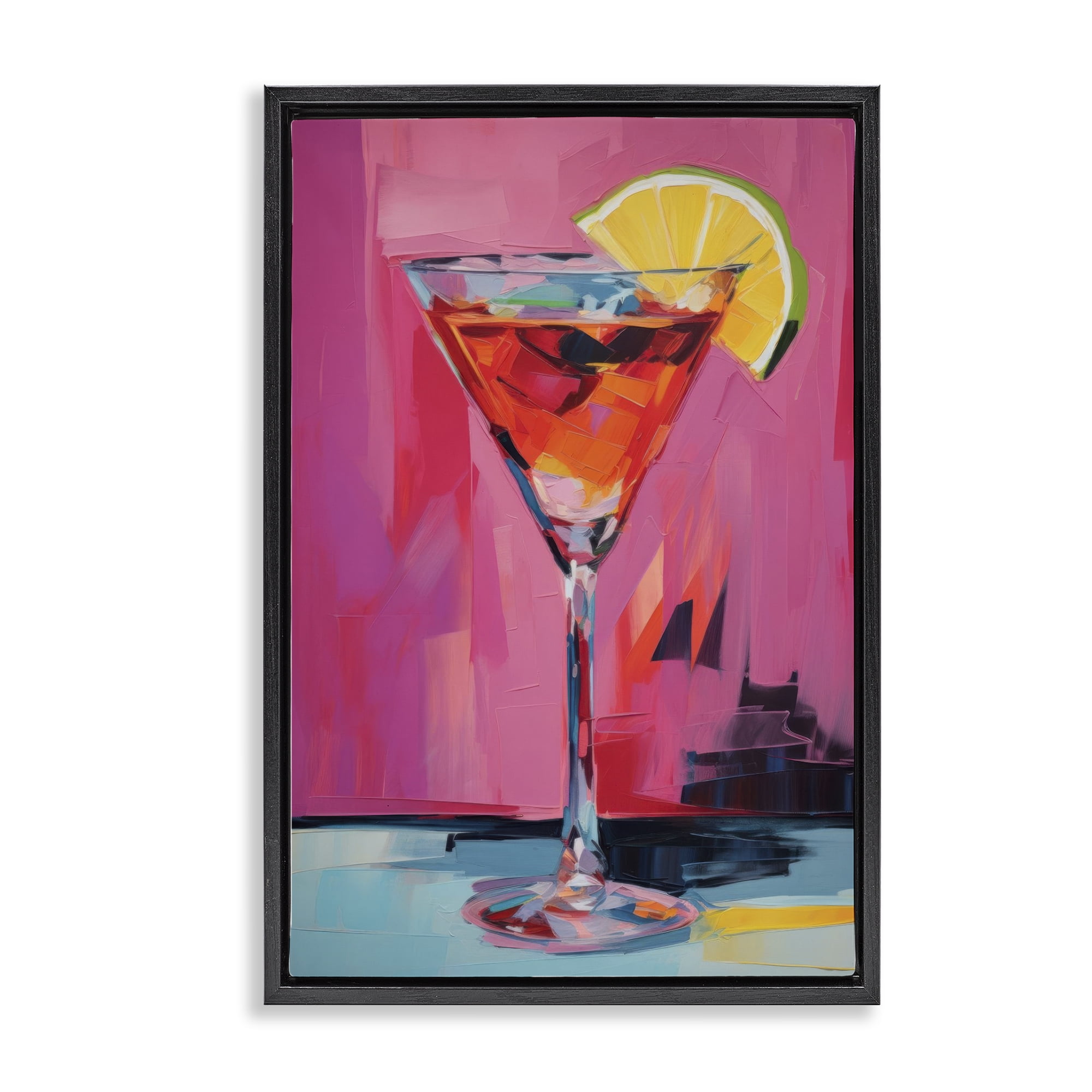 Stupell Industries Pink Lady Cocktail Food & Beverage Painting Black ...