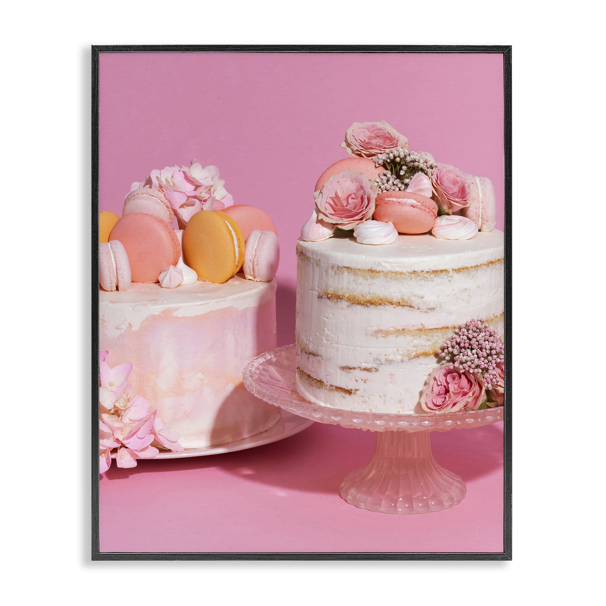 Stupell Industries Pink Pastel Macaroon Cakes Black Framed Giclee Art ...