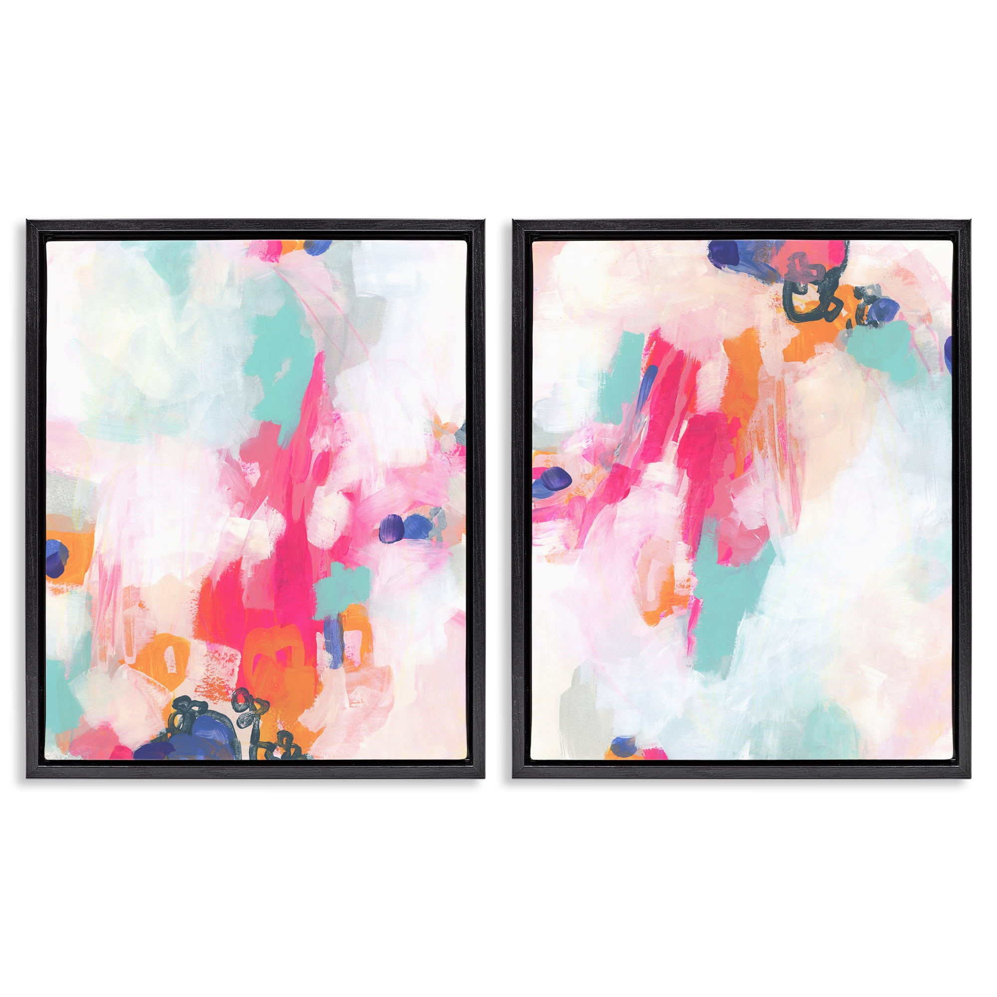Stupell Industries Pink & Pastel Splotches Abstract Painting Black ...