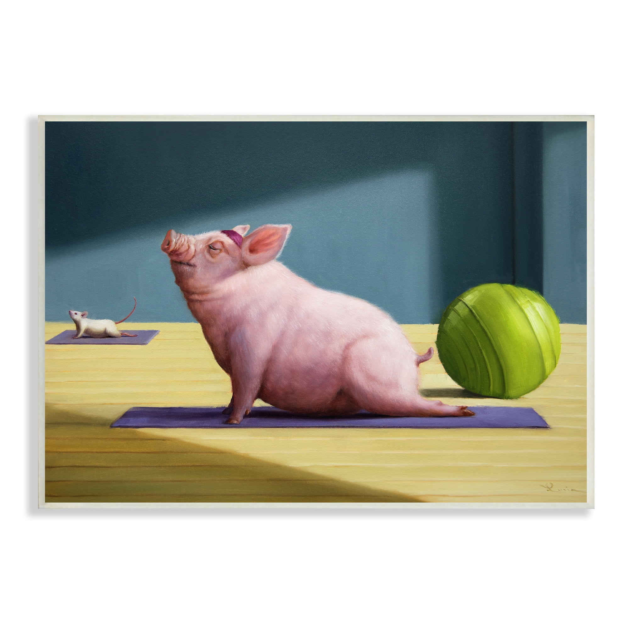 Stupell Industries Pink Pig Doing Yoga Upward Facing Hog Animals ...