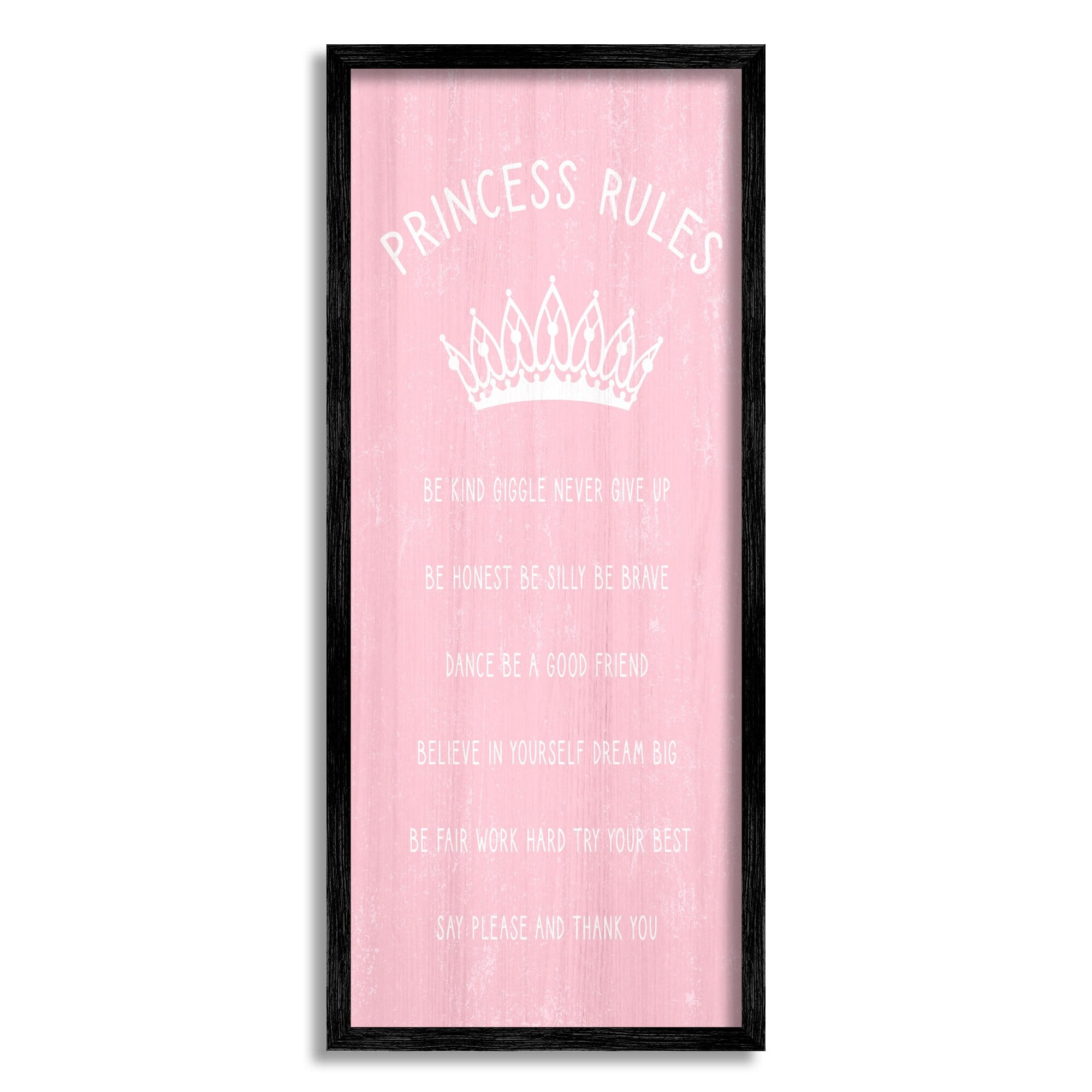 Stupell Industries Pink Princess Rules Sign Kids Motivational Phrases ...