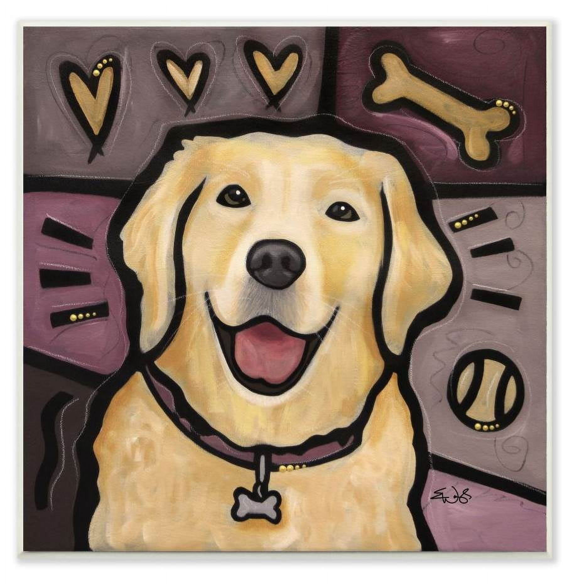 Stupell Industries Pink Purple Golden Labrador Dog Pet Painting Wall ...
