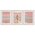 Stupell Industries Pink Sky Surfer Sunrise 3 Piece Birch Framed Print ...