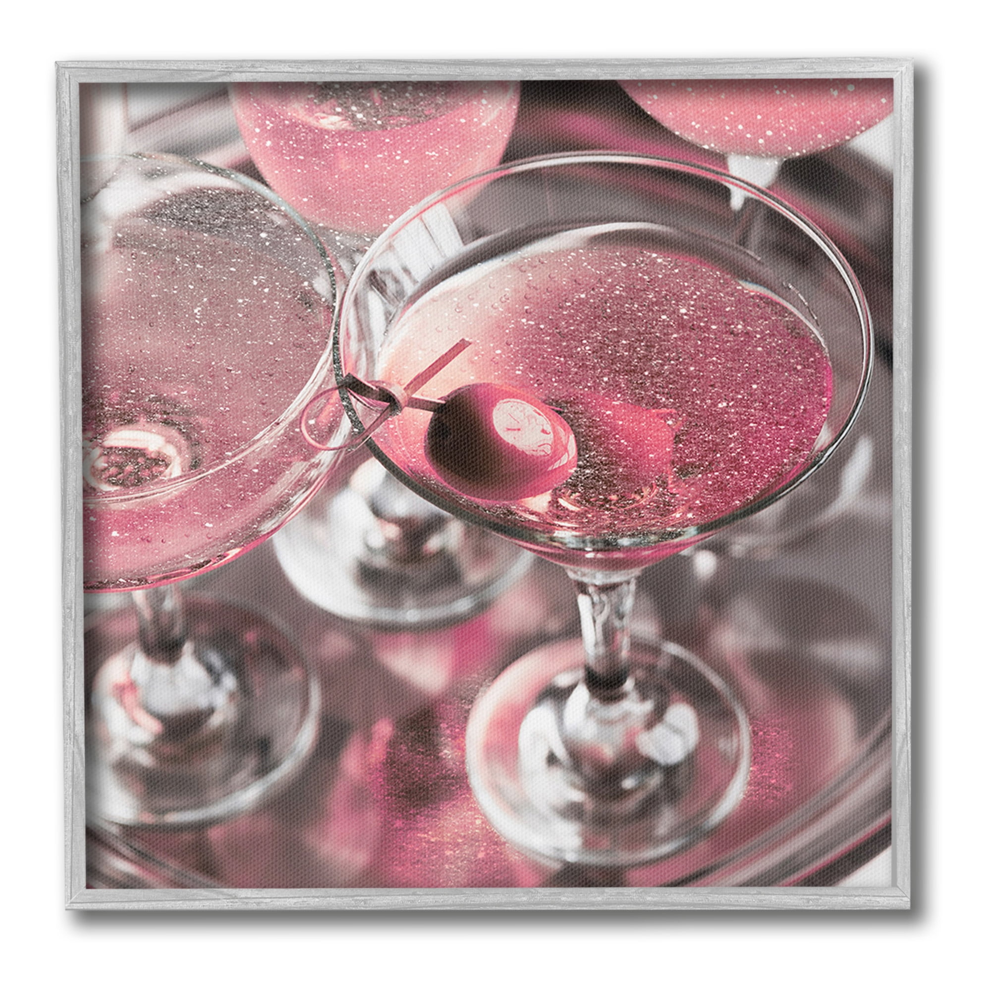 Stupell Industries Pink Sparkle Martinis Food & Beverage Painting Gray ...