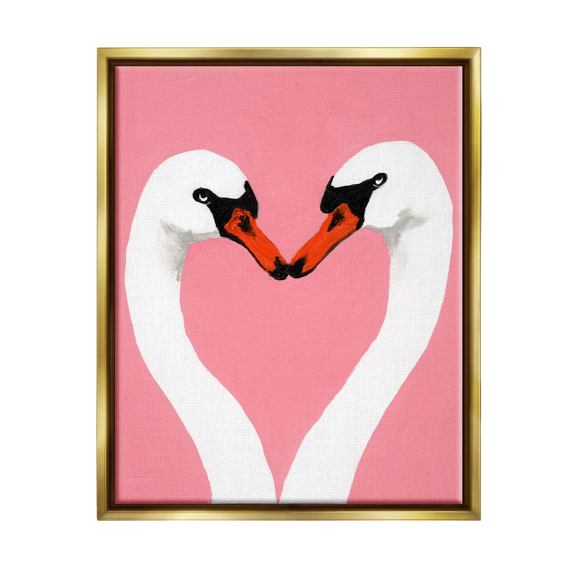Free Shipping! Stupell Industries Pink Swan Heart Shape Floating Canvas ...