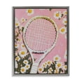 Stupell Industries Pink Tennis Racket & Daisies Gray Framed Floater ...