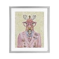 Stupell Industries Pink Zebra over Green Gray Framed Print Under Glass ...