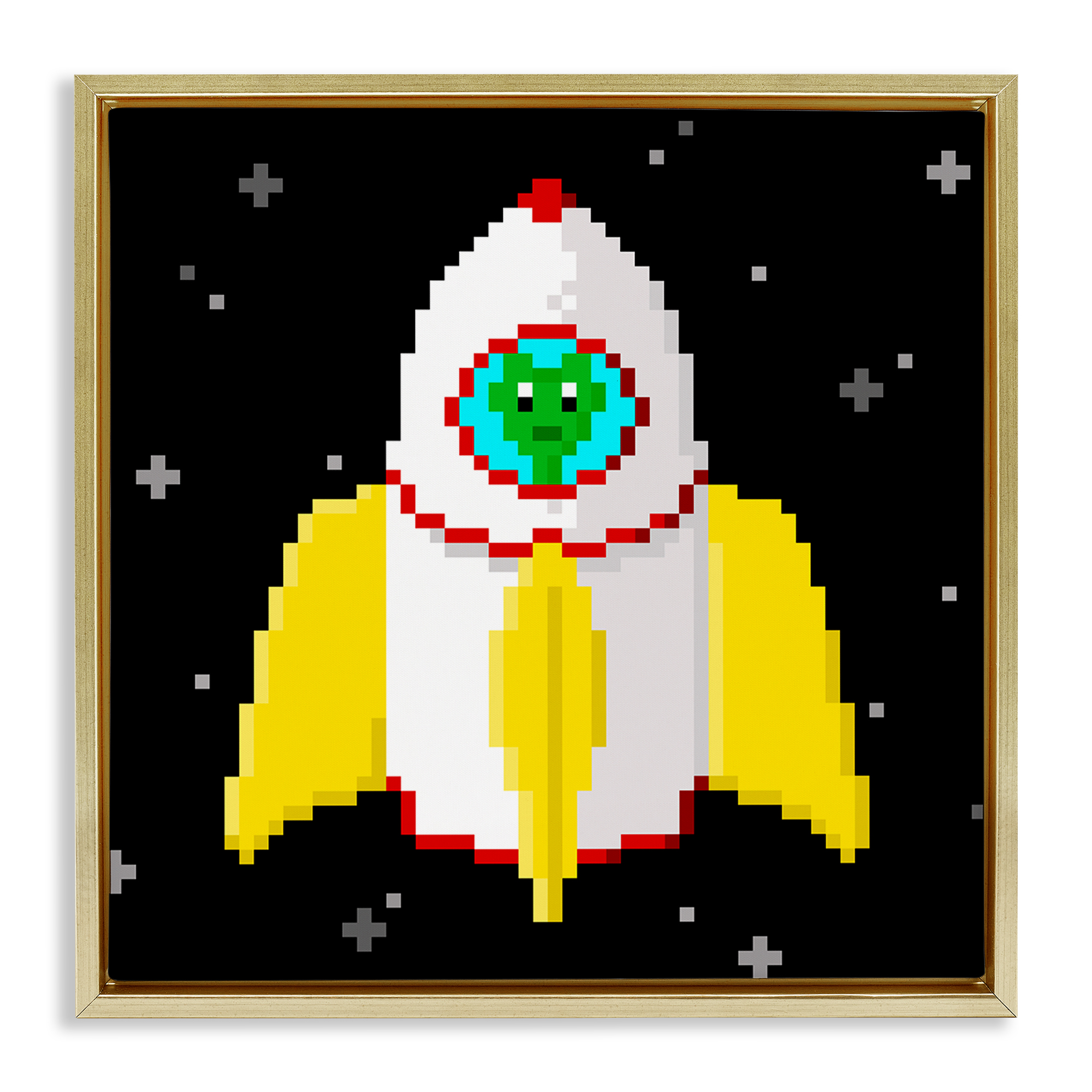 Stupell Industries Pixel Alien in Space Novelty & Humor Painting Gold ...
