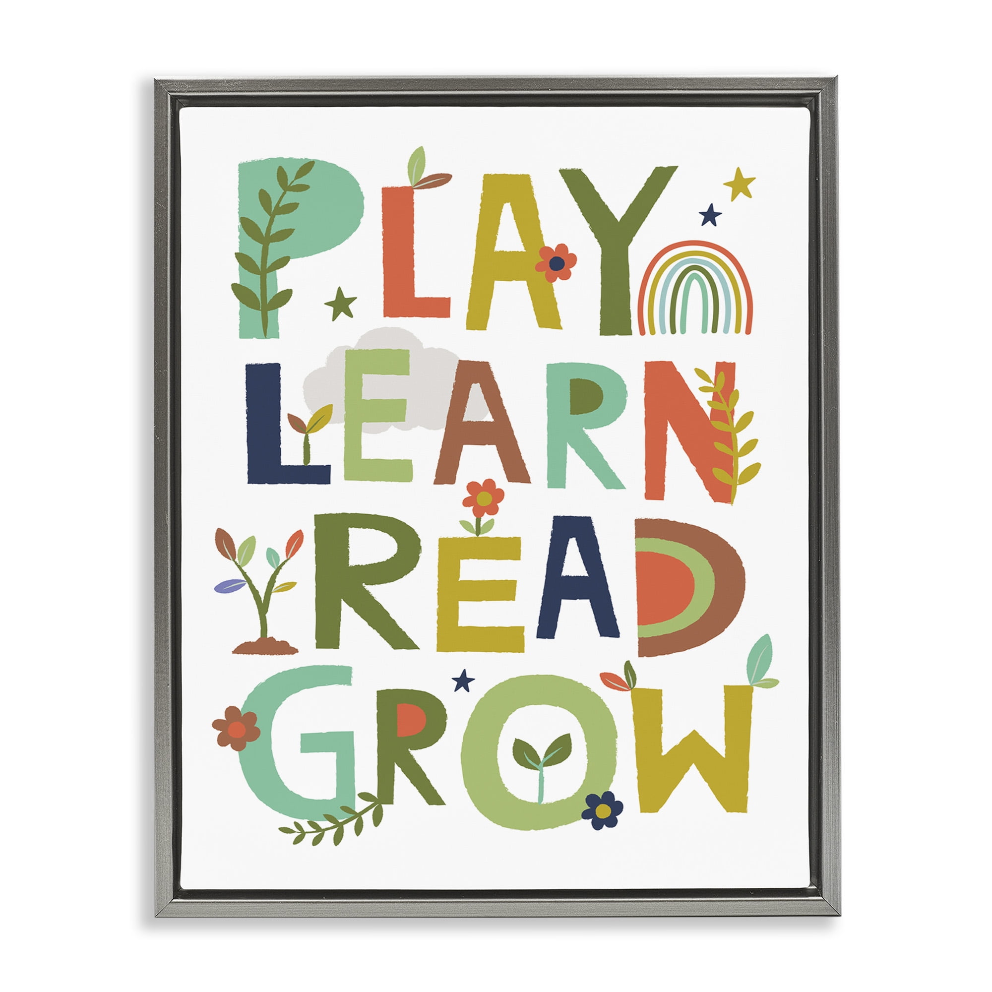 Stupell Play Learn Read Grow Typography Canvas Art - Walmart.com