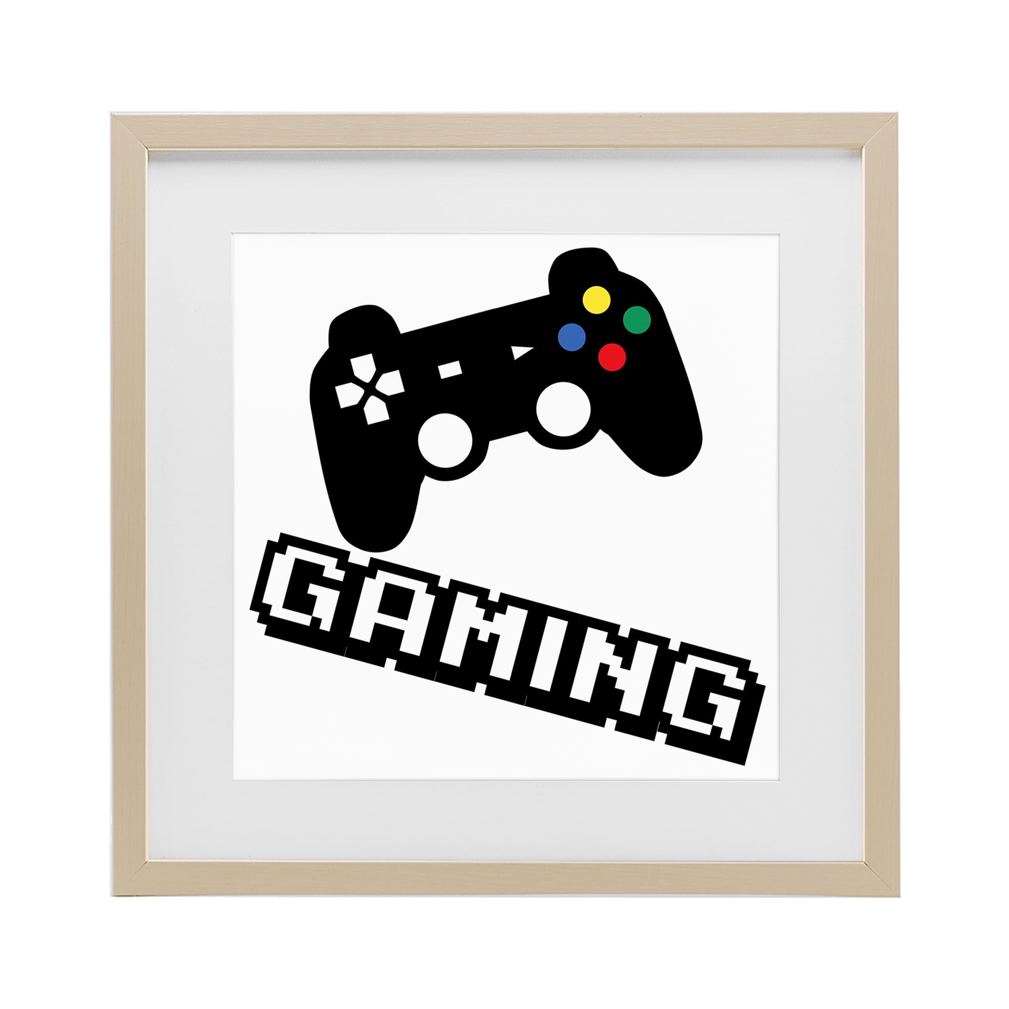 Stupell Industries Playful Pixel Gaming Birch Framed Print Under Glass ...
