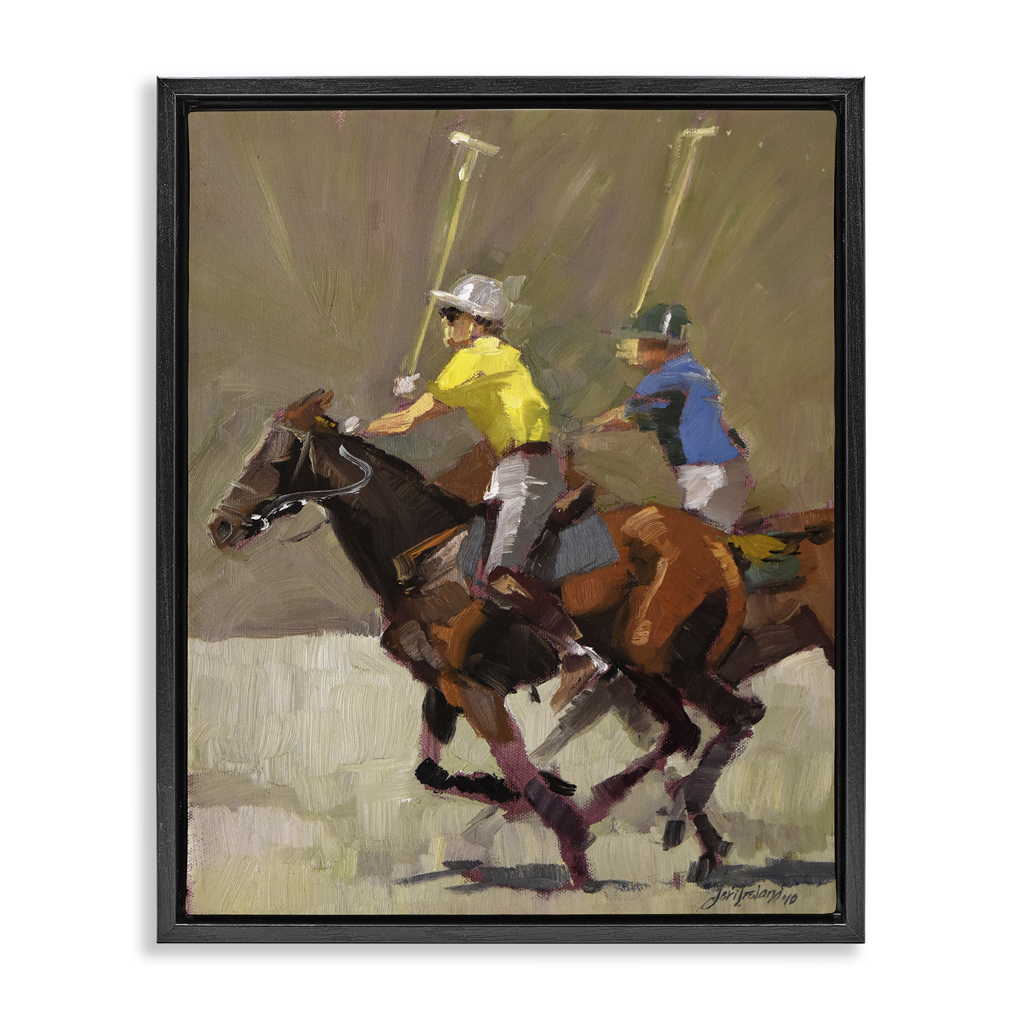 Stupell Industries Polo Player Athletes Sports Painting Black Floater ...