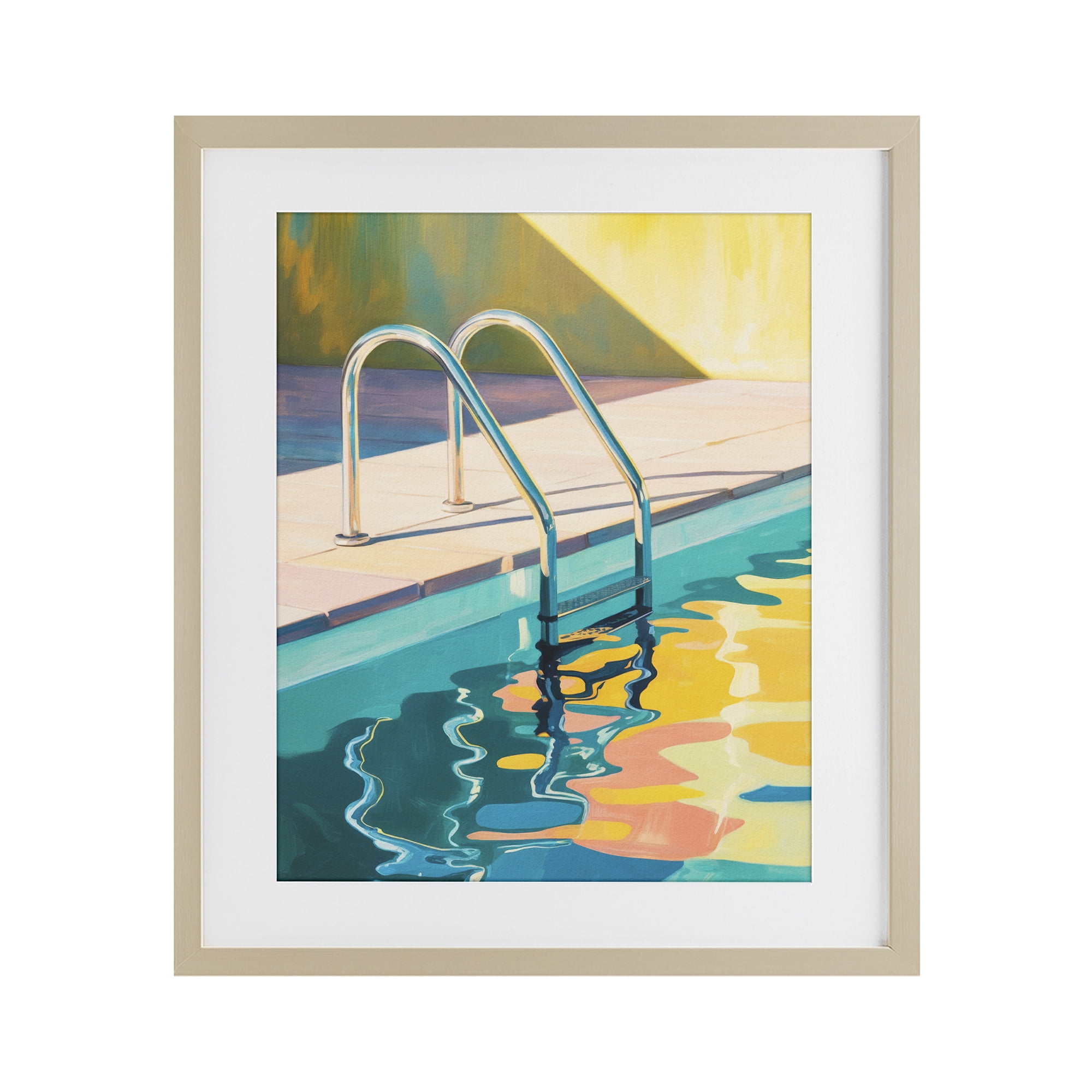 Stupell Industries Pool Ladder At Sunset Birch Framed Print Under Glass ...
