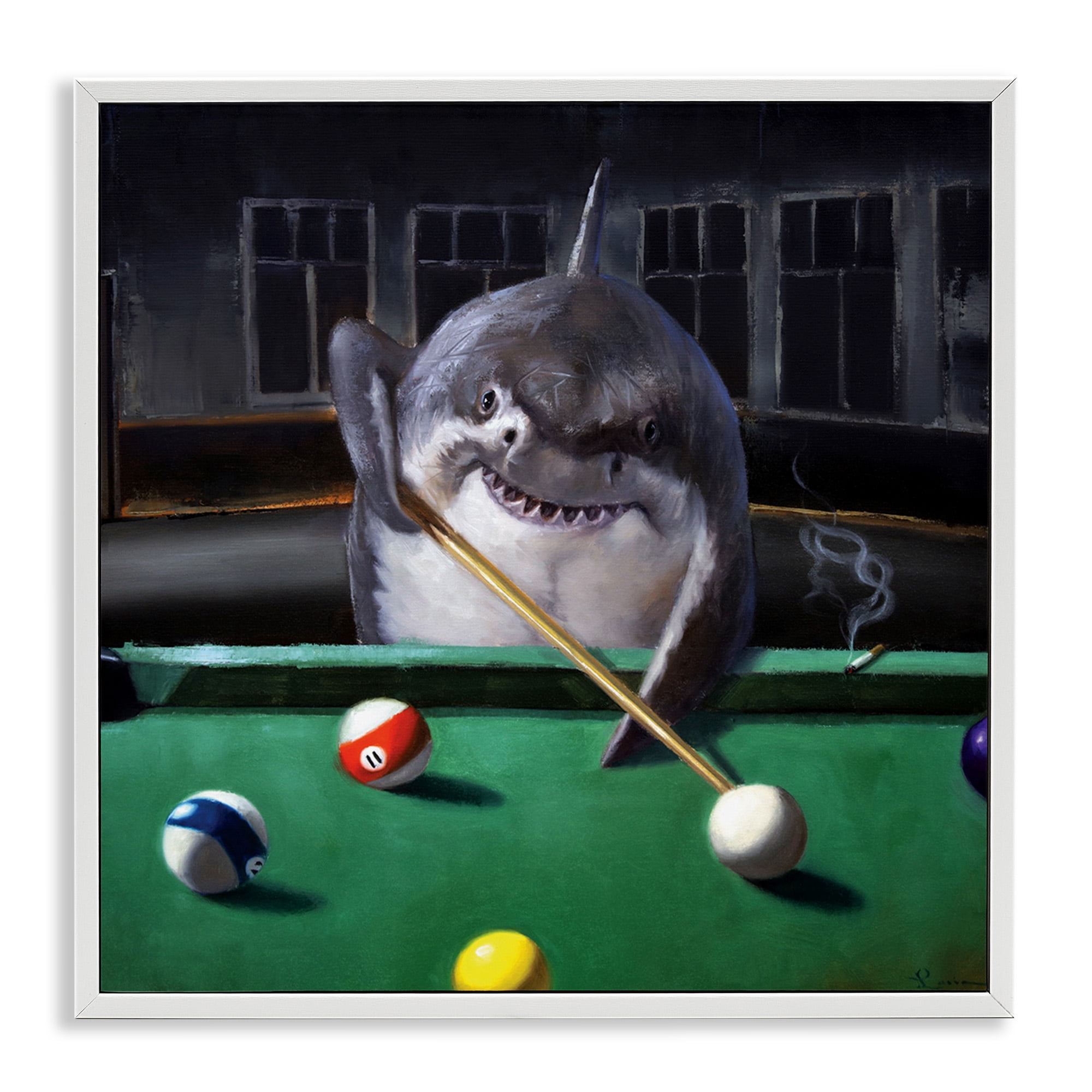 Stupell Industries Pool Shark Animal Pun Animals & Insects Painting ...