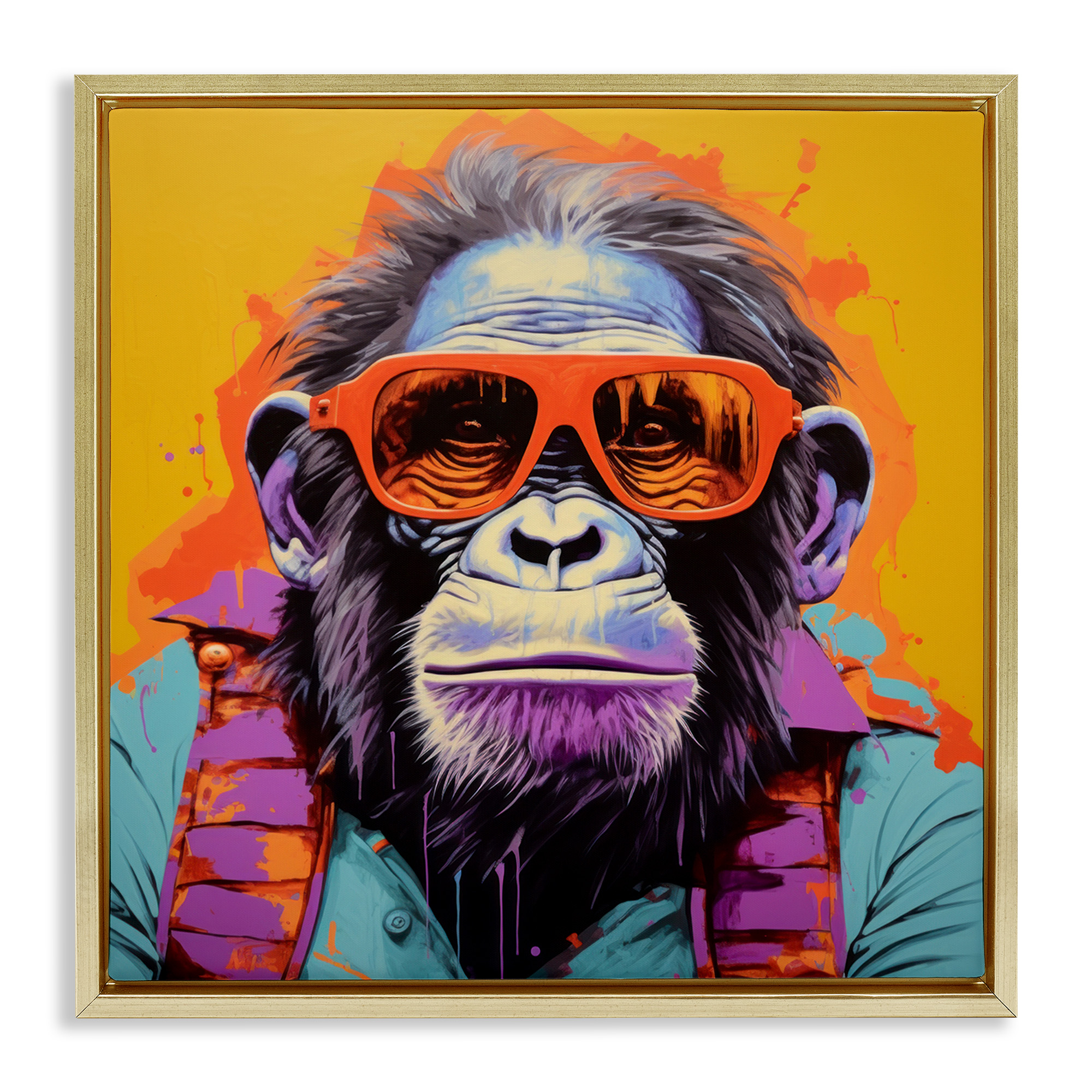 Stupell Industries Pop Style Gorilla Animals & Insects Painting Gold ...