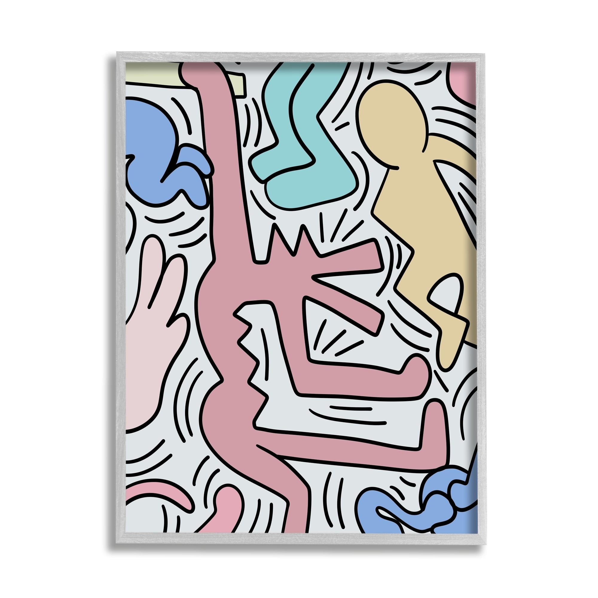 Stupell Industries Pop Style Pastel People Squiggle Lines Design Framed ...