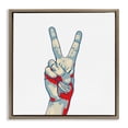 Stupell Industries Pop Style Peace Gesture Brown Framed Floater Canvas ...