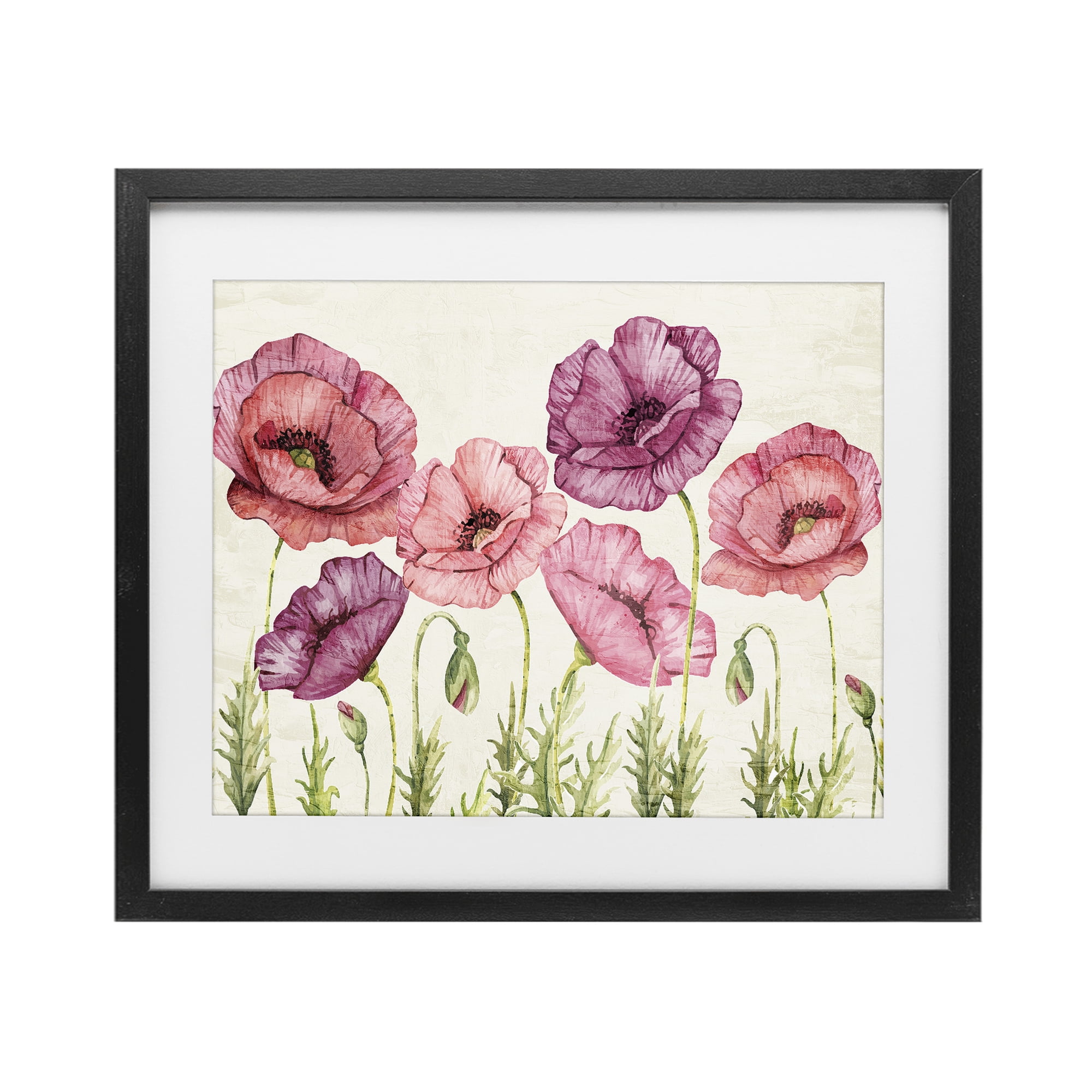Stupell Industries Poppy Days Vintage Blooms Black Framed Print Under ...
