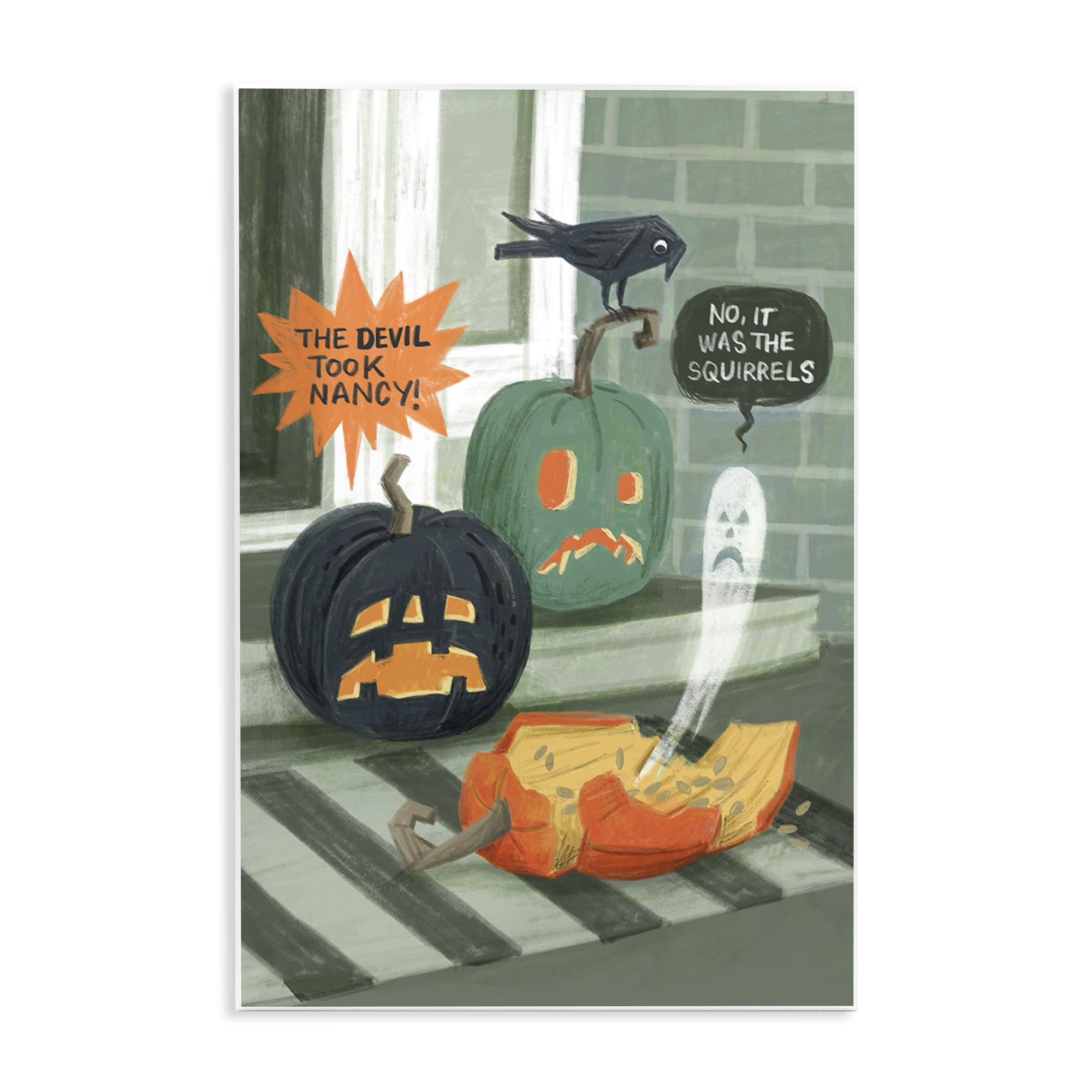 Stupell Industries Porch Pumpkins Mystery Holiday Painting Unframed Art ...