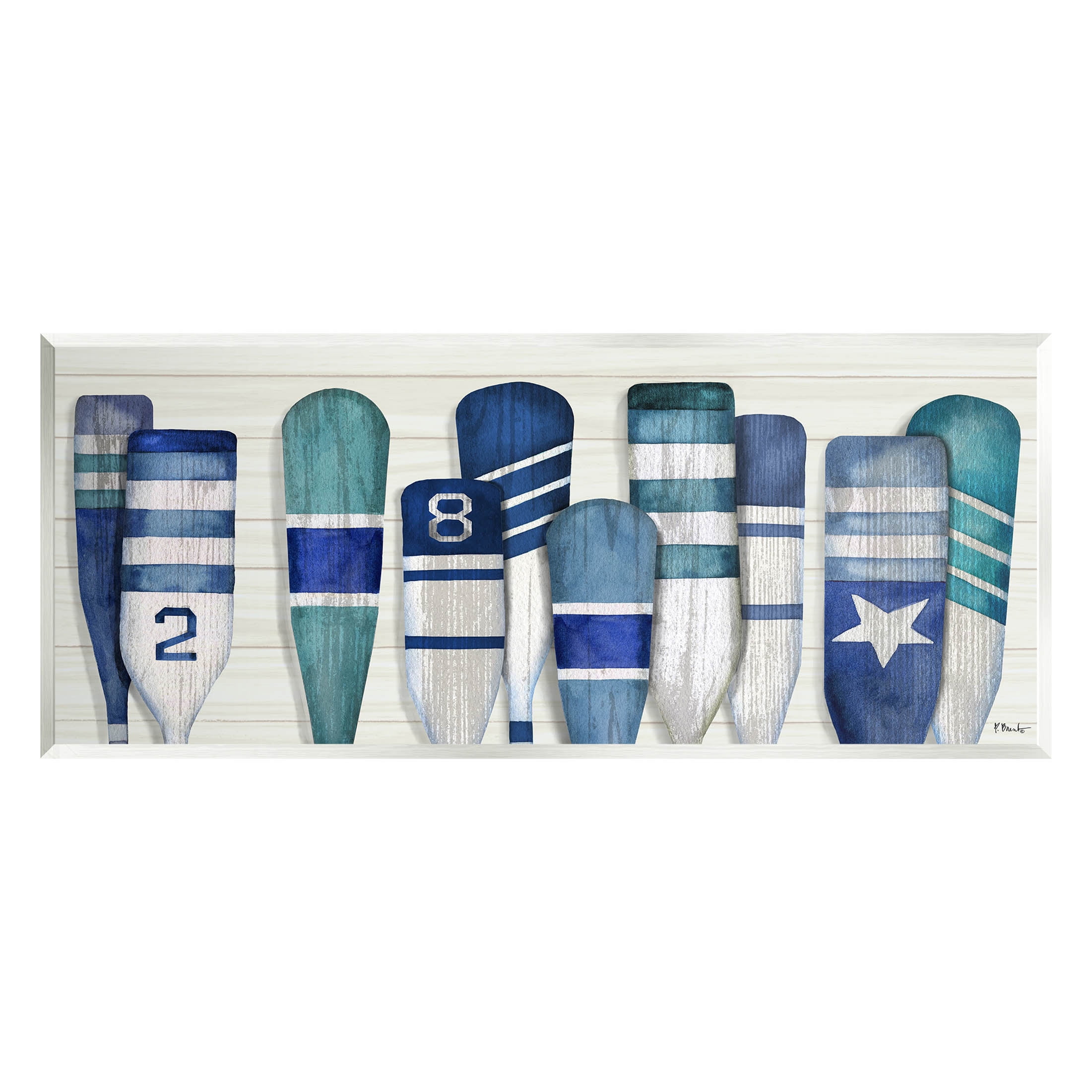 Stupell Industries Nautical Blue Oars Coastal Wall Art by Paul Brent ...