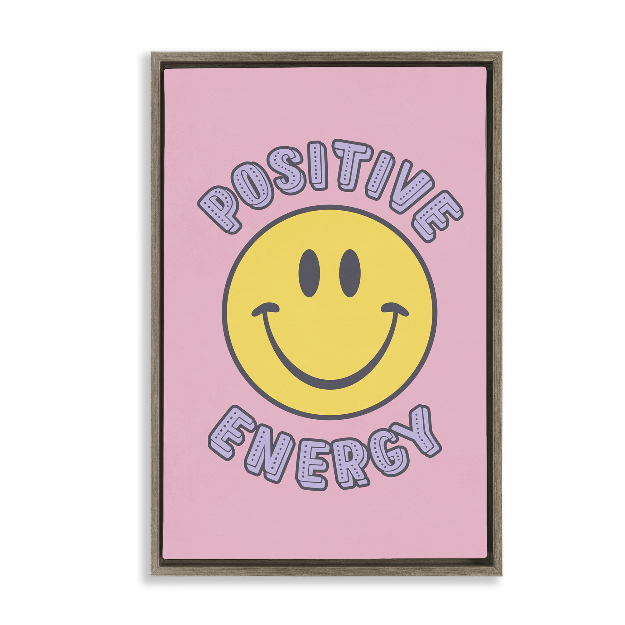 Stupell Industries Positive Energy Smiley Text & Numbers Painting Brown ...