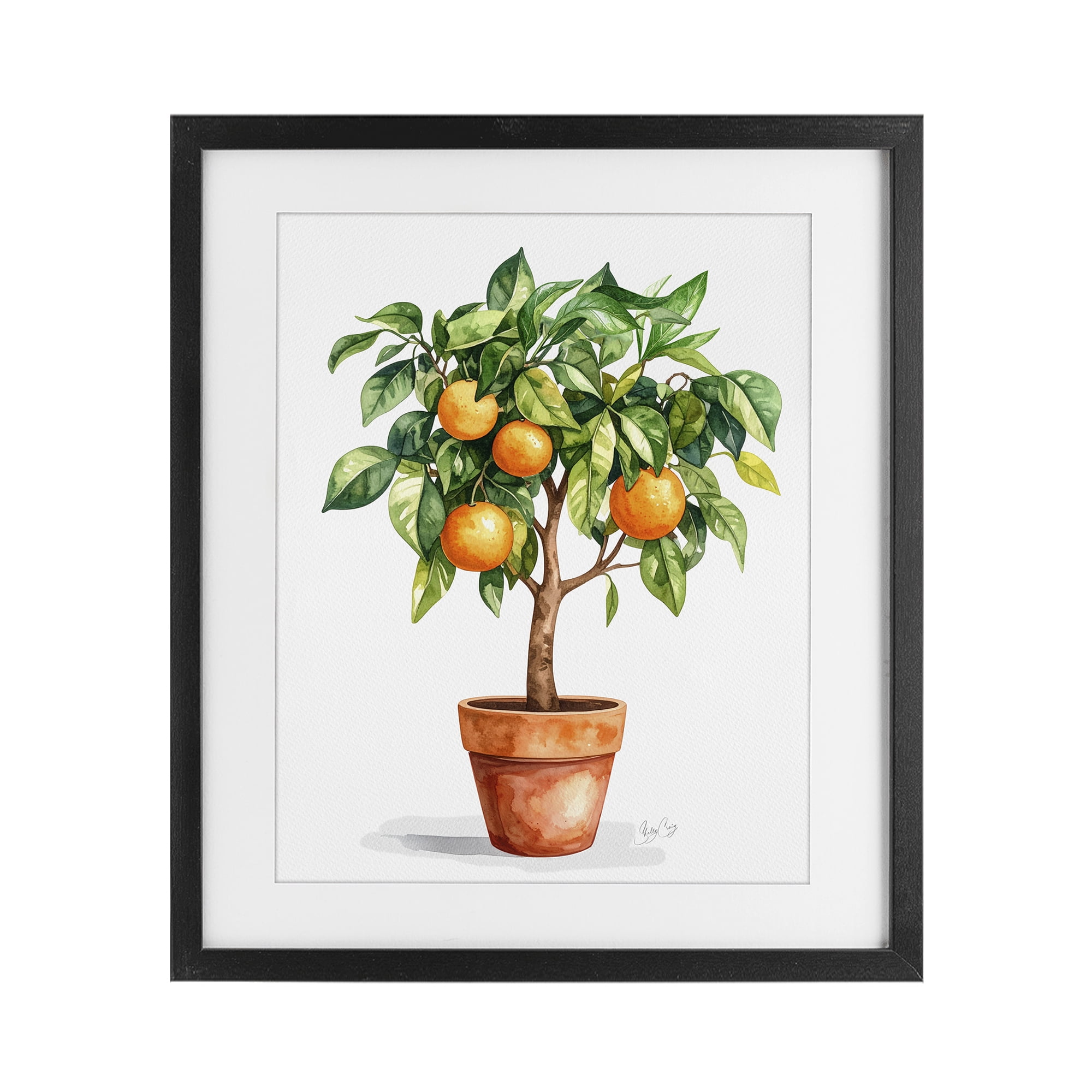 Stupell Industries Potted Orange Tree Black Framed Print Under Glass ...