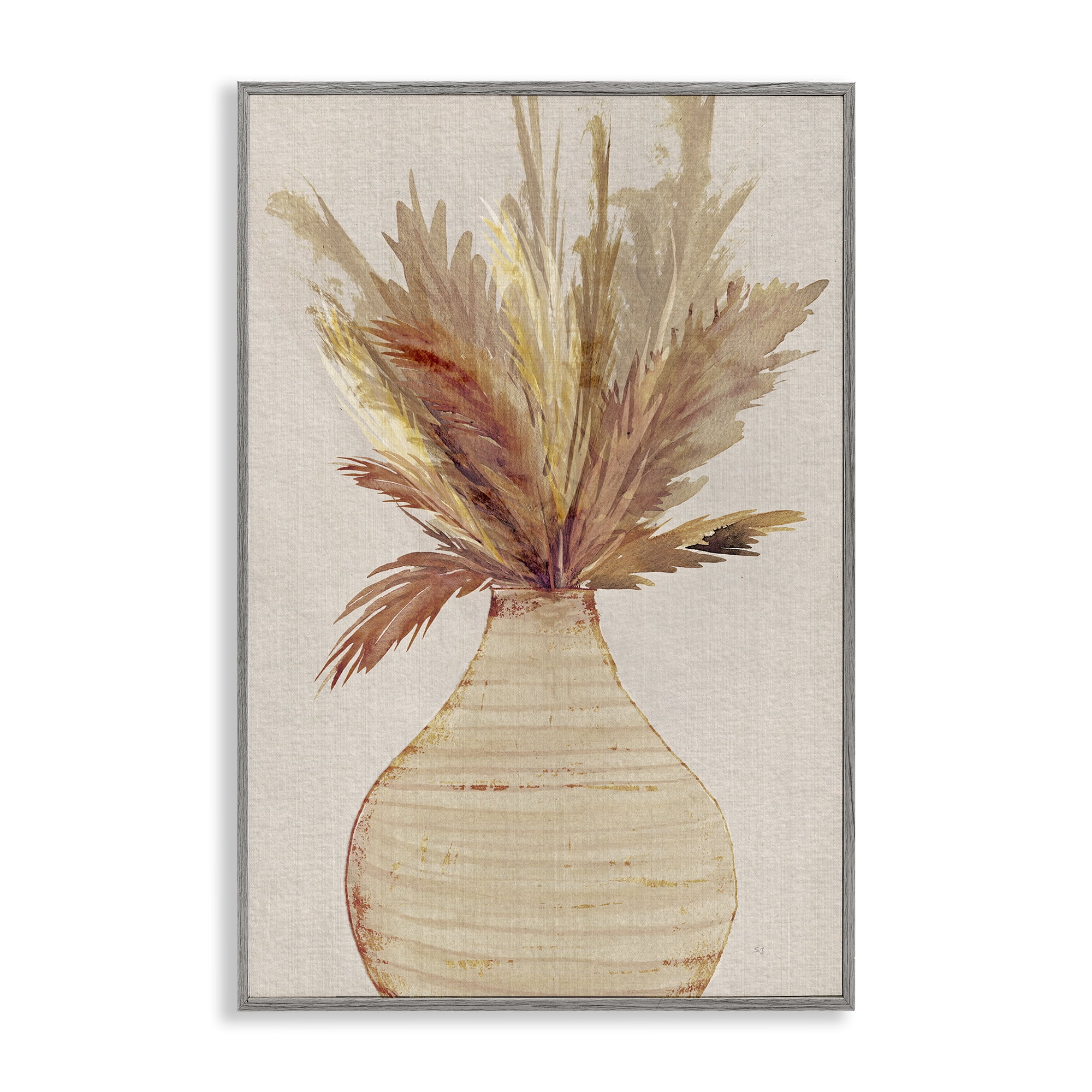 Stupell Industries Potted Wheat Reeds Botanical & Floral Painting Gray ...