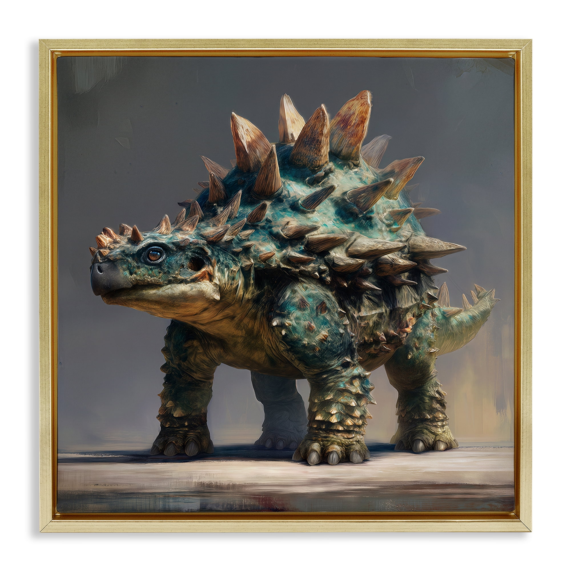 Stupell Industries Prehistoric Ankylosaurus Portrait Gold Framed ...