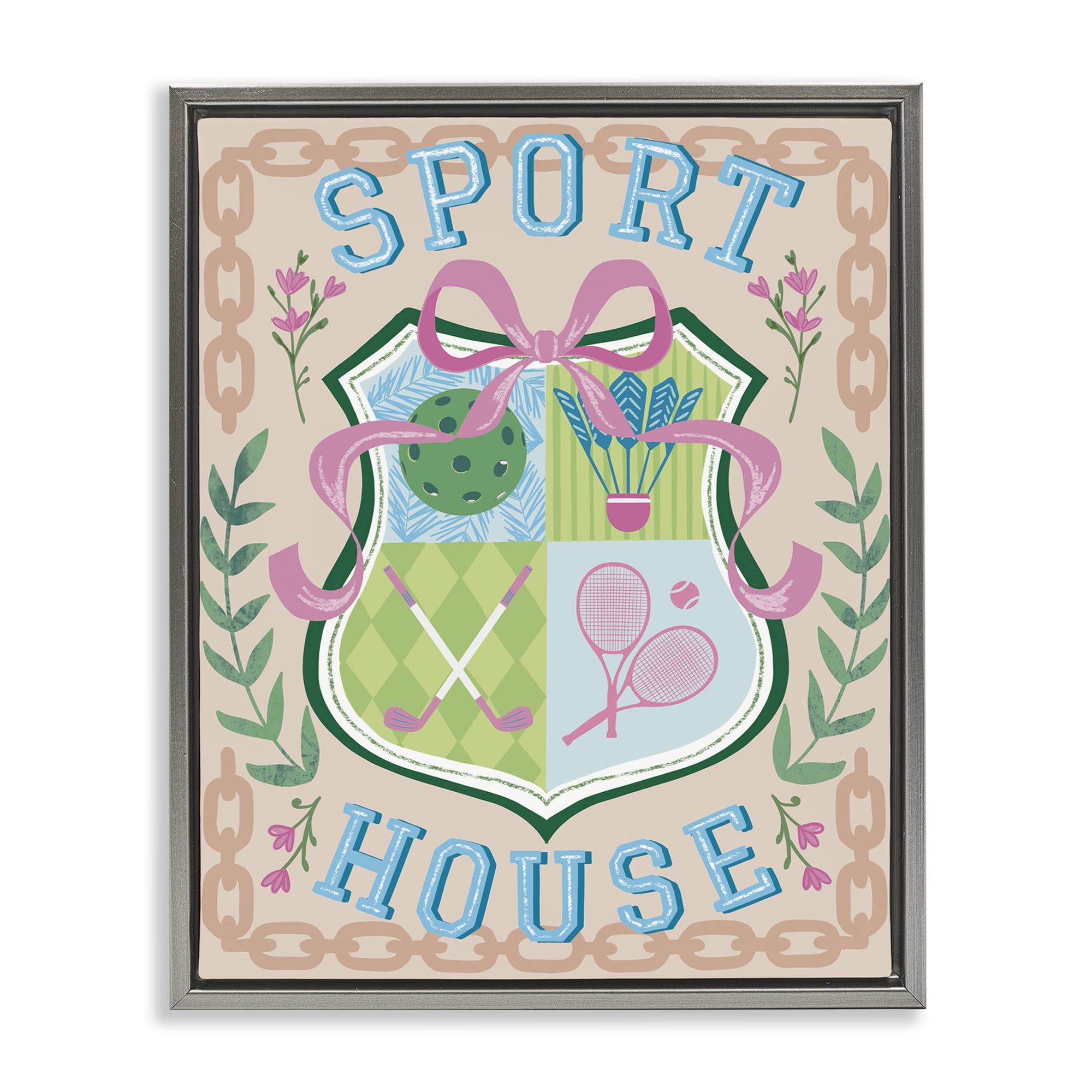 Stupell Industries Preppy Coast Emblem Sports Painting Gray Floater ...