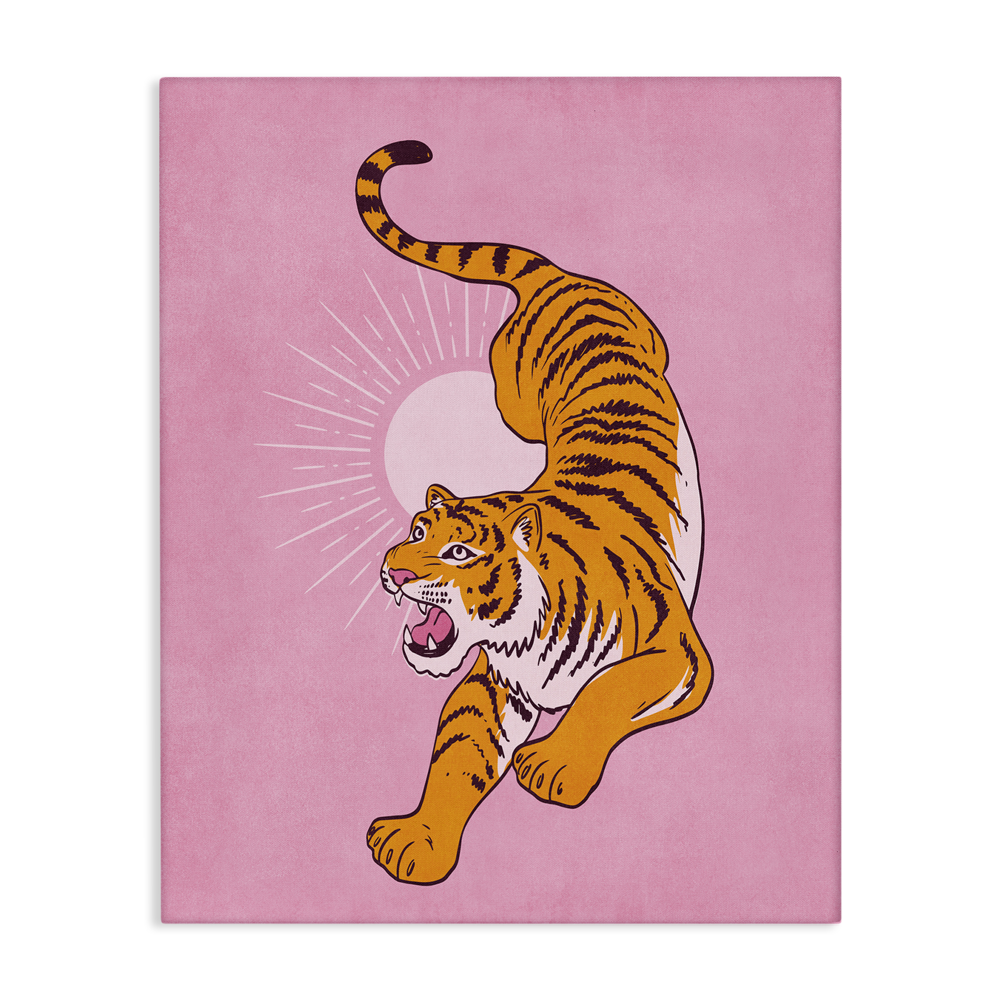 Stupell Industries Preppy Roaring Tiger Animals Painting Wrapped Canvas ...