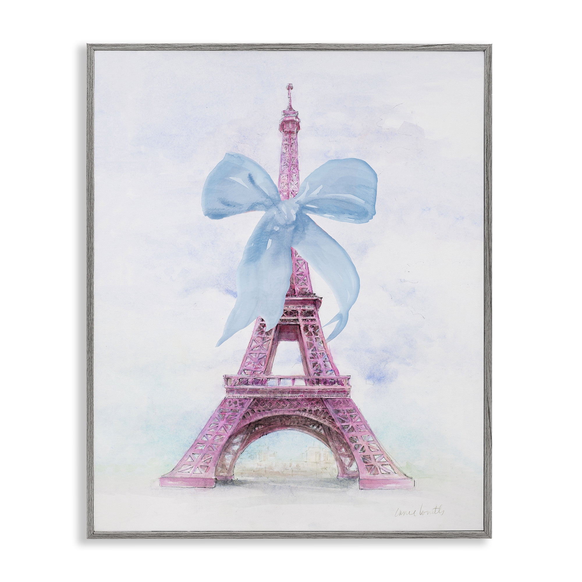 Stupell Industries Pretty Bow Eiffel Tower Buildings & Architecture ...