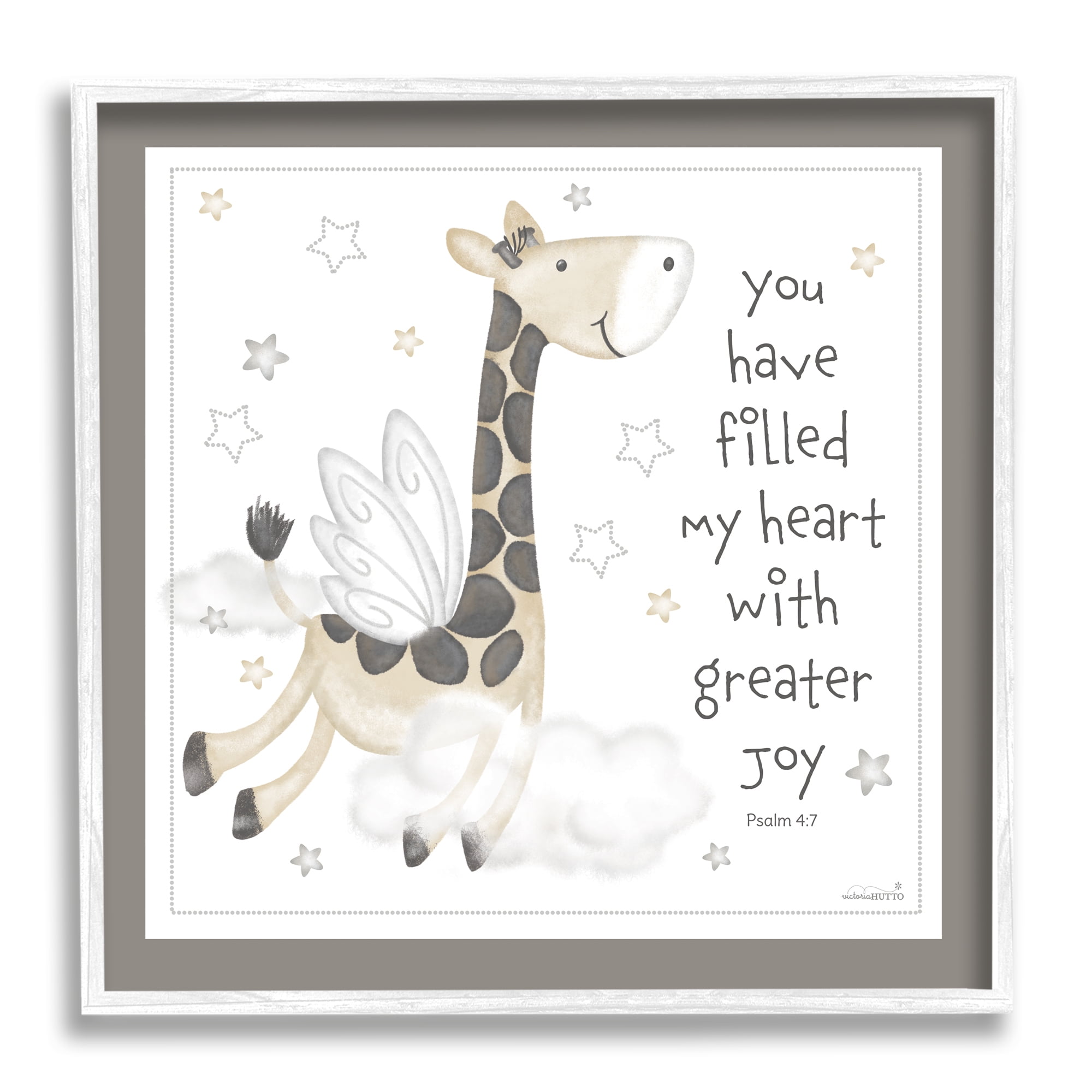 Stupell Industries Psalm Verse Giraffe Animals & Insects Painting White ...