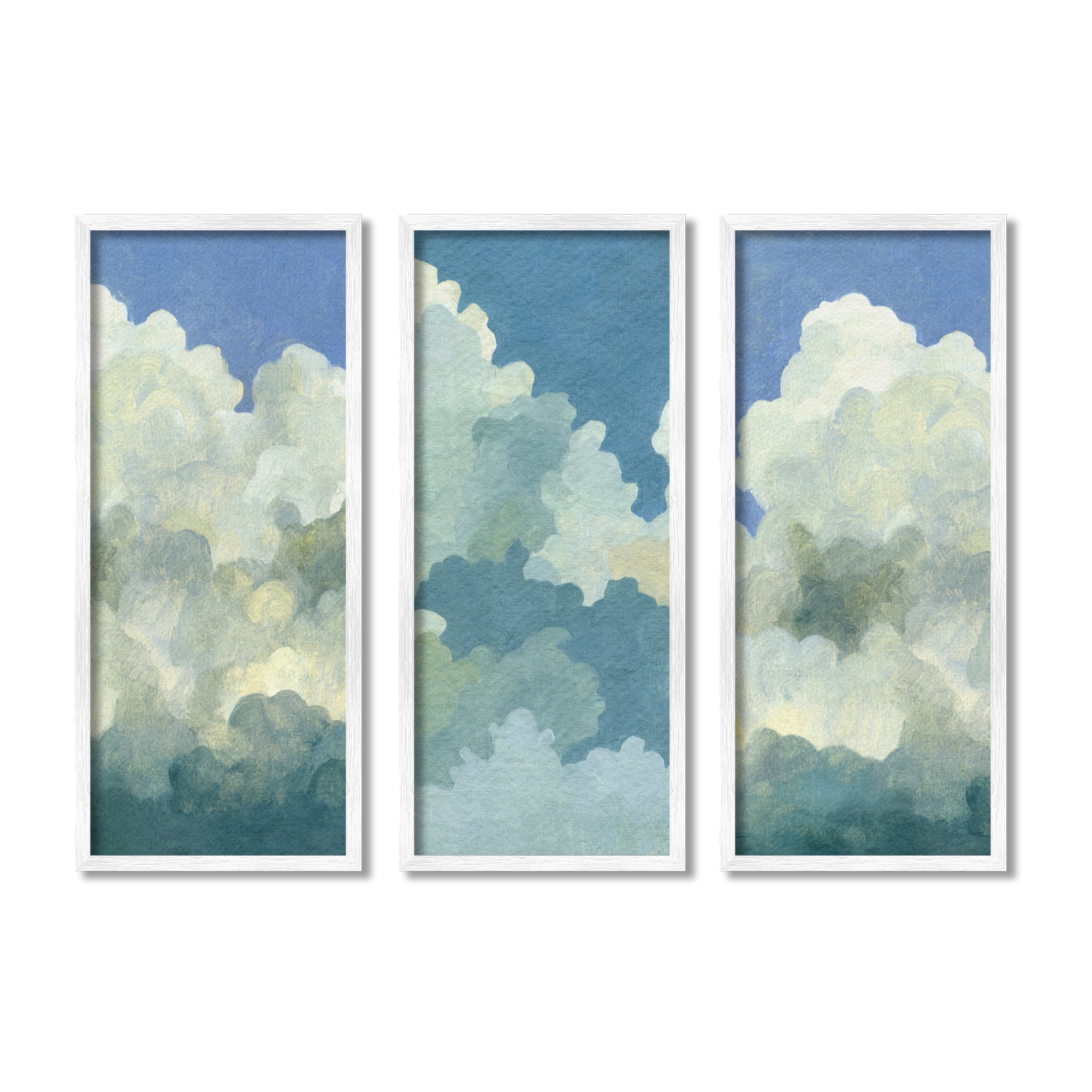 Stupell Industries Puffy White Clouds Clear Daytime Sky Watercolor ...