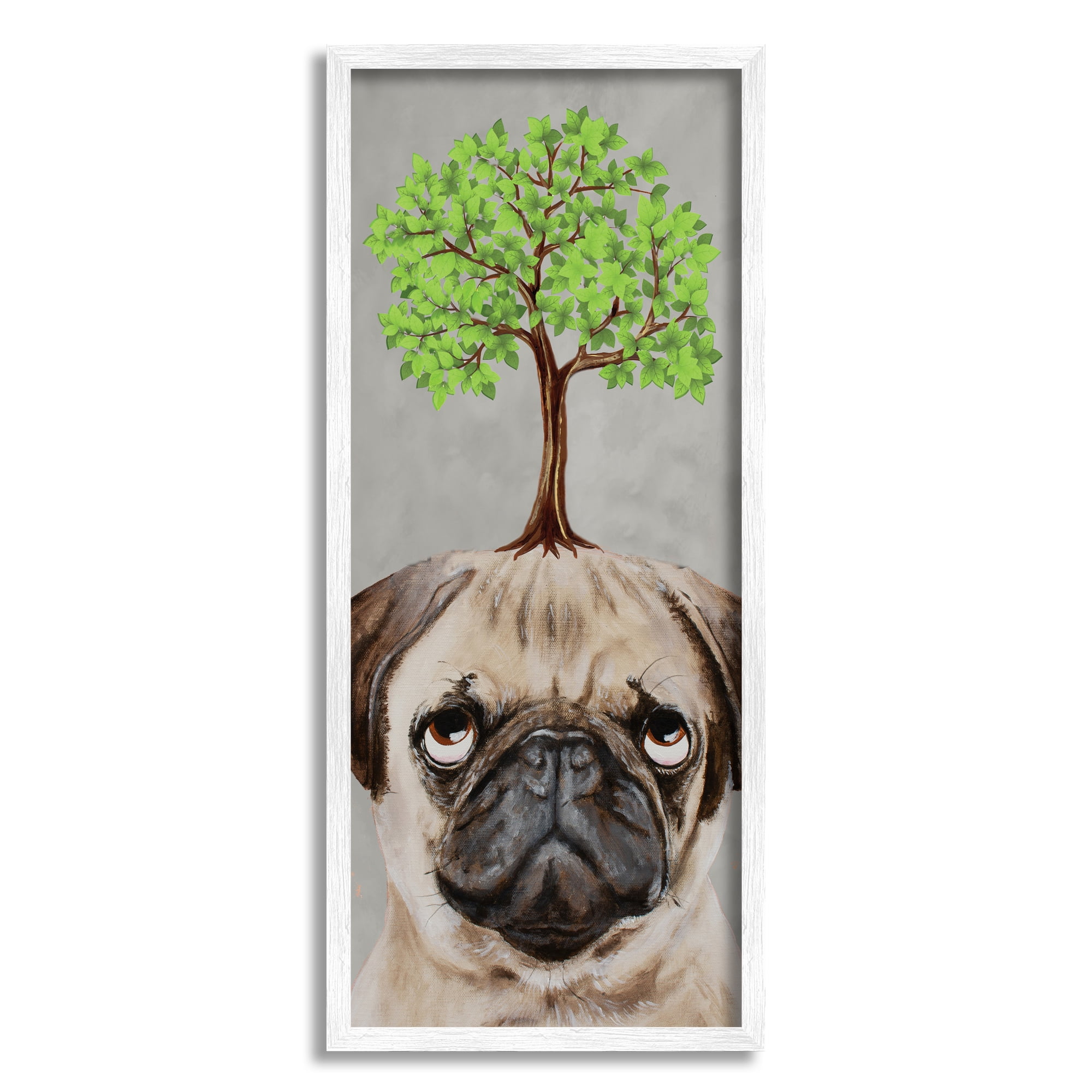 Stupell Industries Pug Growing Tree Portrait Animals & Insects Painting ...
