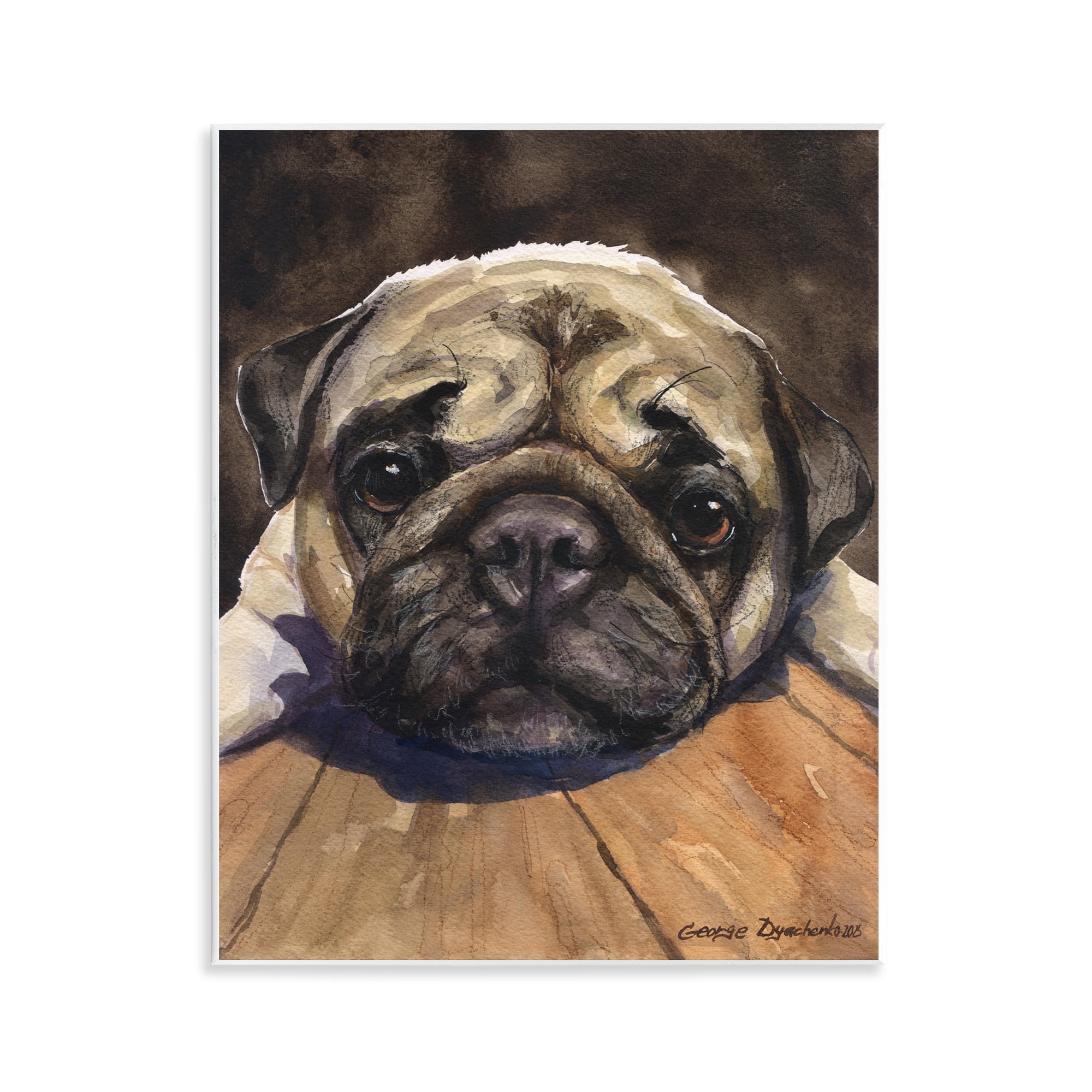 Stupell Industries Pug Soulful Portrait Wall Plaque Art, design by ...