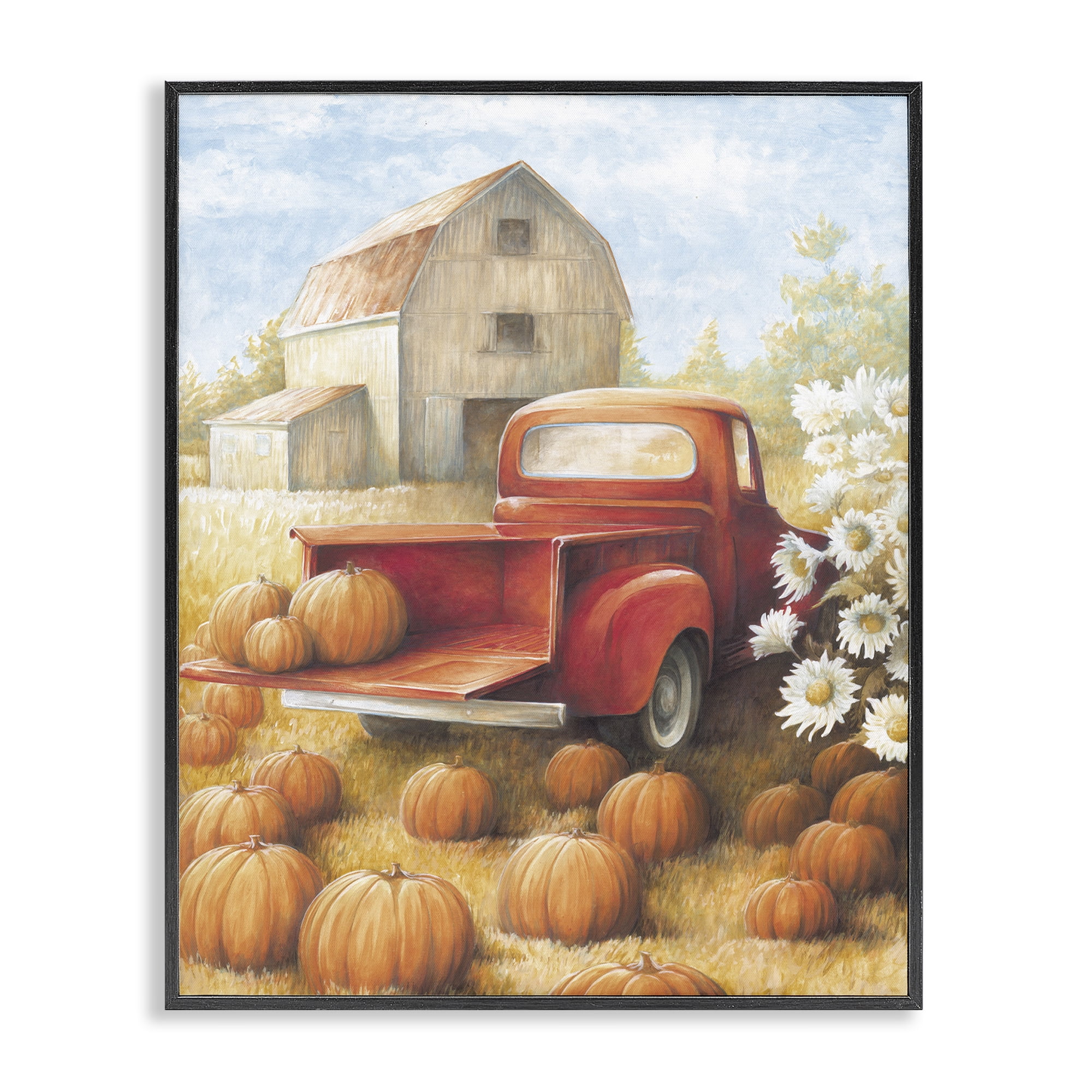 Stupell Industries Pumpkin Harvest Drop Off Landscape Painting Black ...