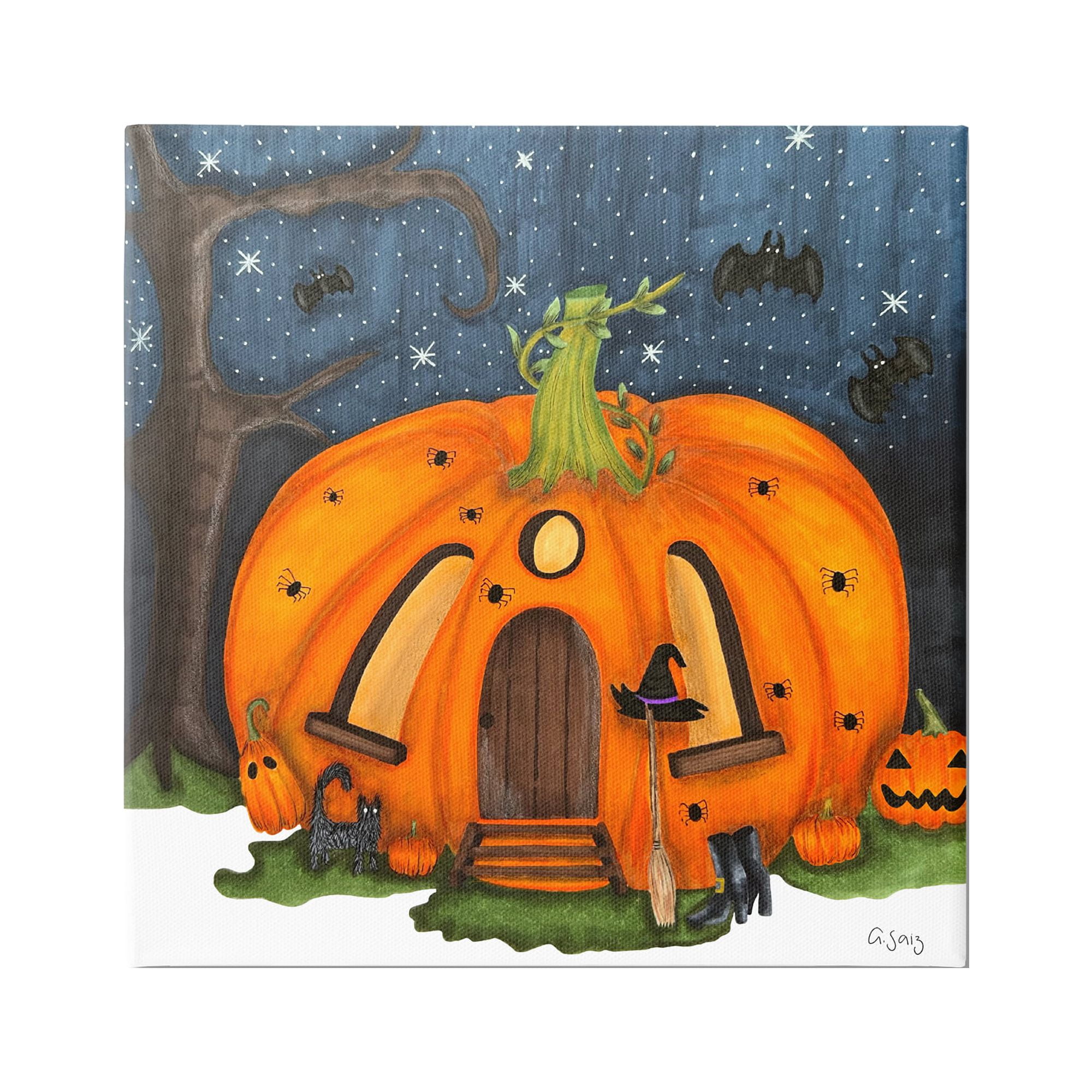 Stupell Industries Pumpkin House In Woods Holiday Painting Gallery ...