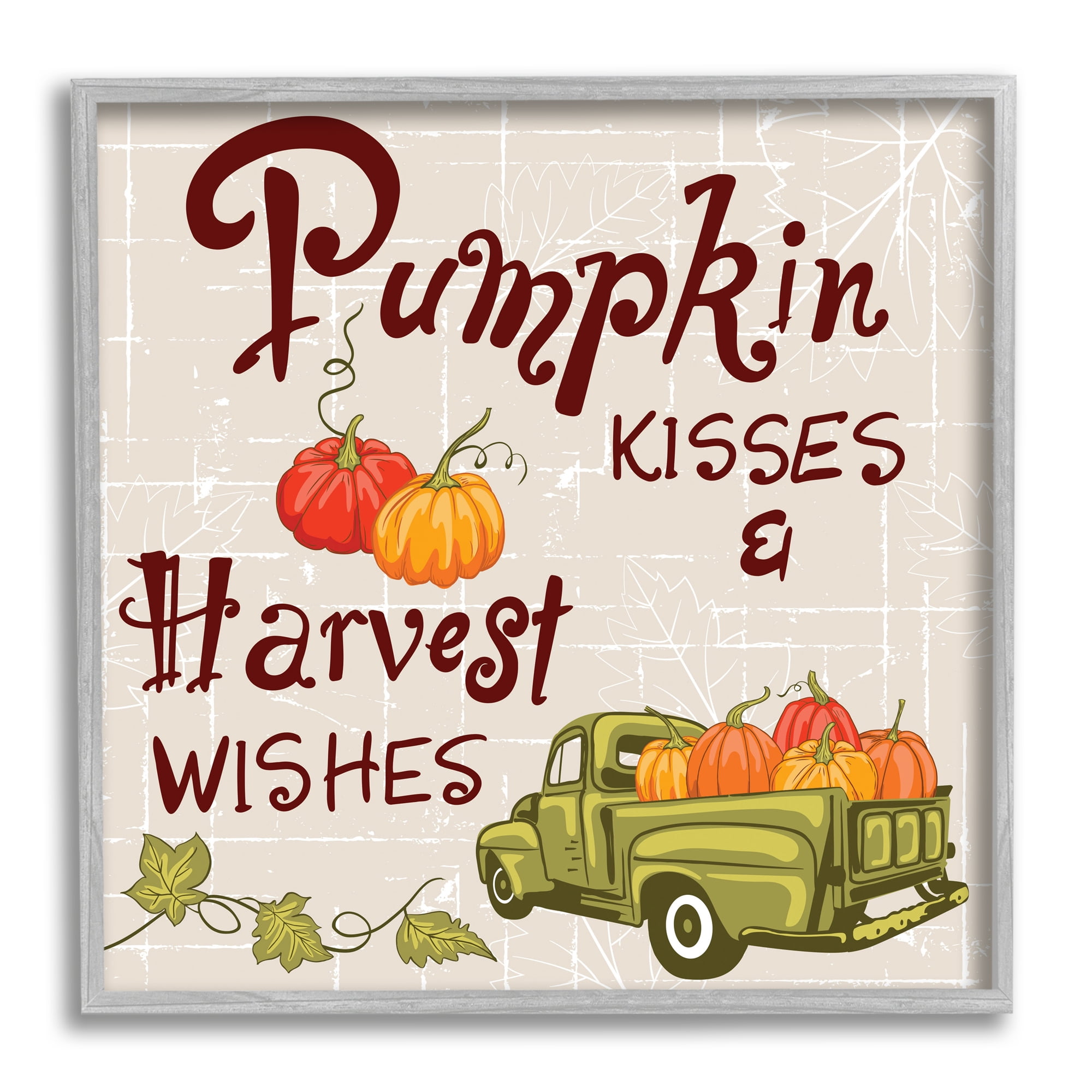 Stupell Industries Pumpkin Kisses Harvest Wishes Inspirational Painting ...