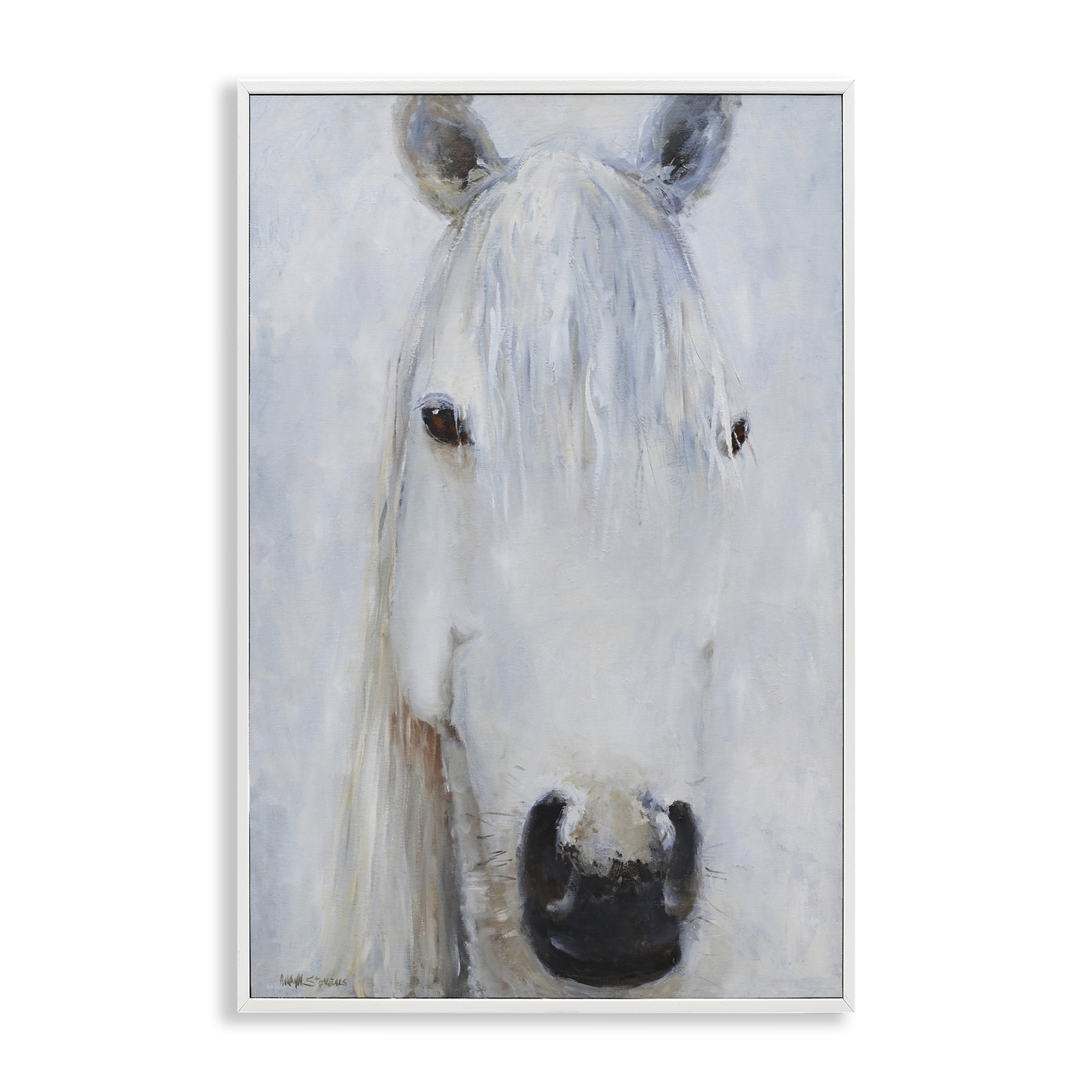 Stupell Industries Pure White Horse Portrait White Framed Giclee Art ...