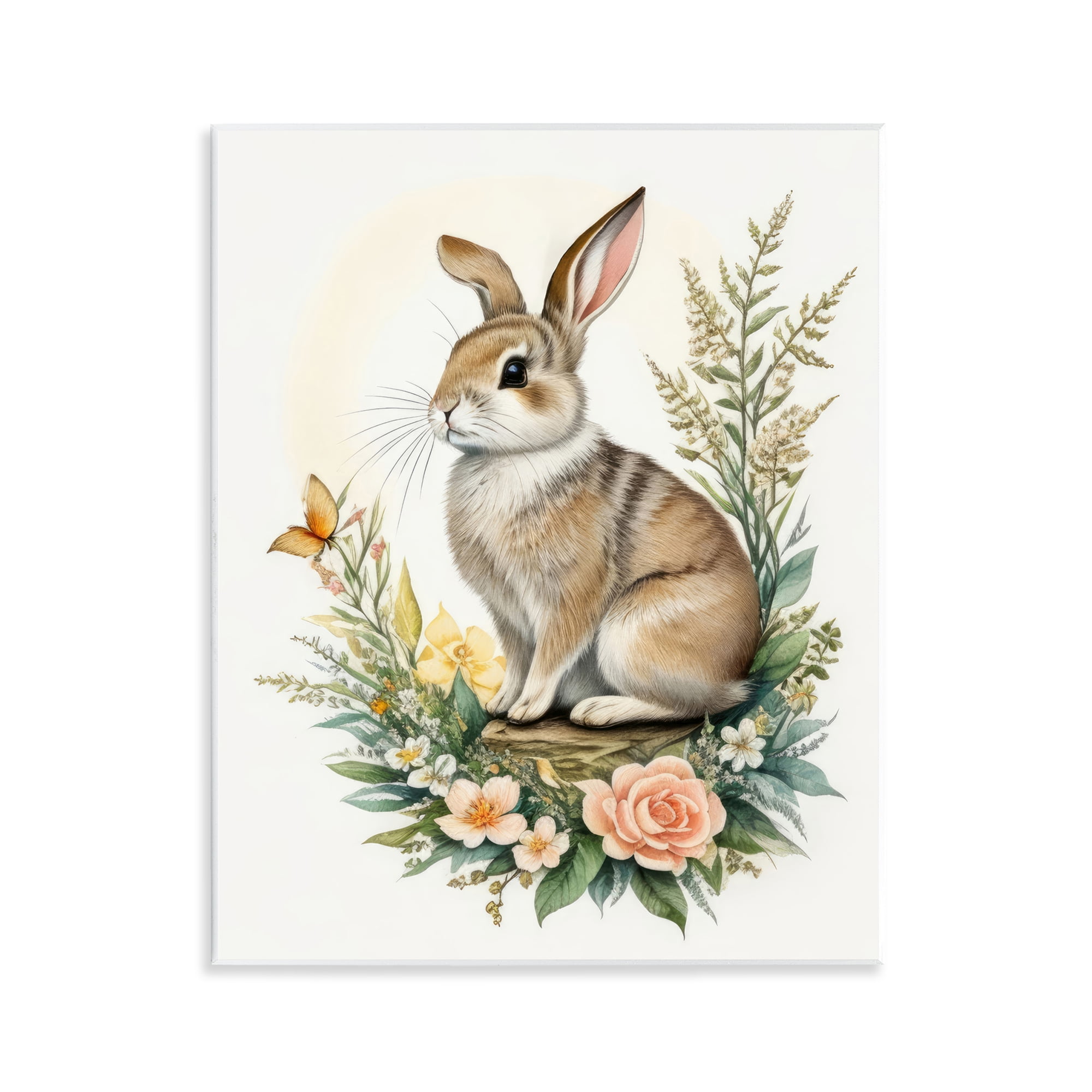 Stupell Industries Rabbit Among Flowers Animals & Insects Painting ...