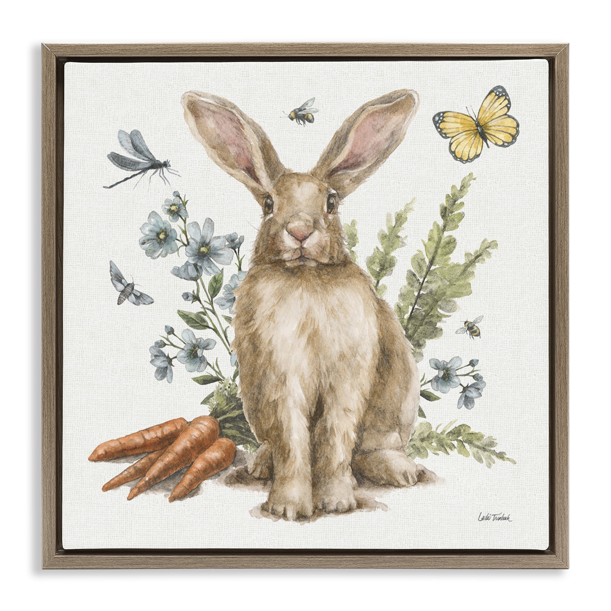 Stupell Industries Rabbit & Garden Patch Animals & Insects Painting ...