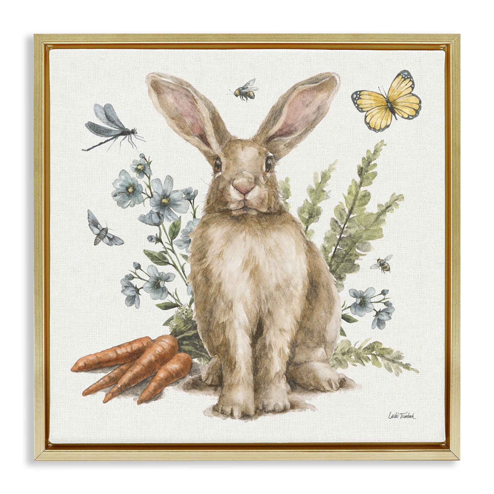 Stupell Industries Rabbit & Garden Patch Animals & Insects Painting ...