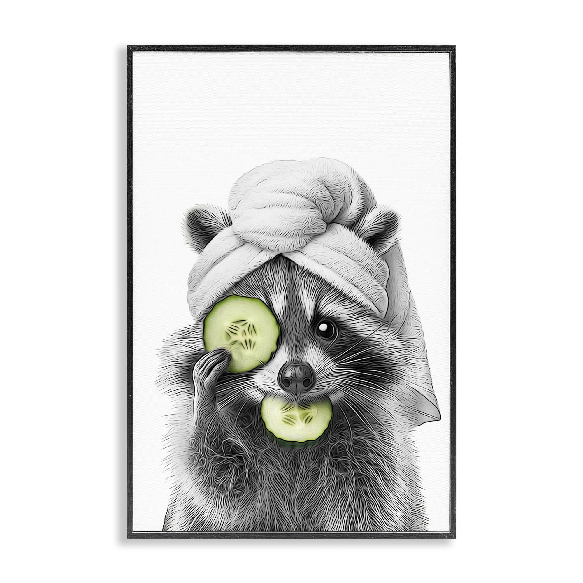 Stupell Industries Raccoon Spa Day Typography Painting Black Framed Art ...