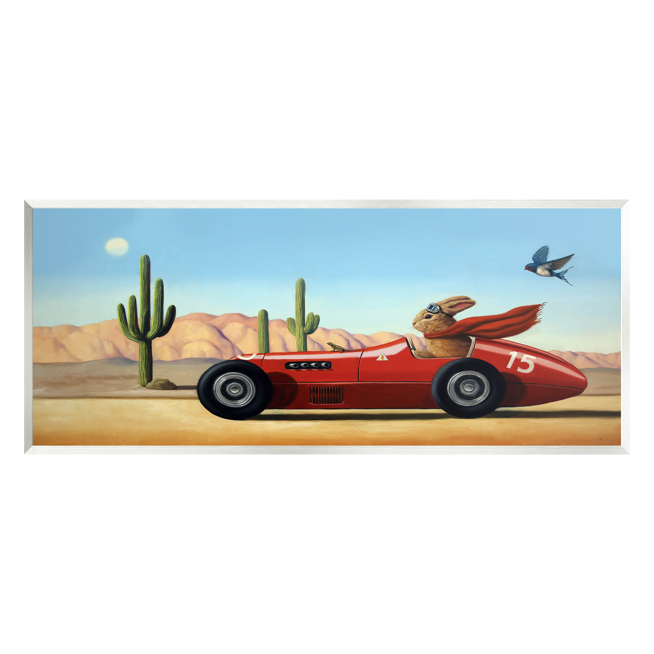 Stupell Industries Race Car Bunny Driving Desert Canyon Painting ...