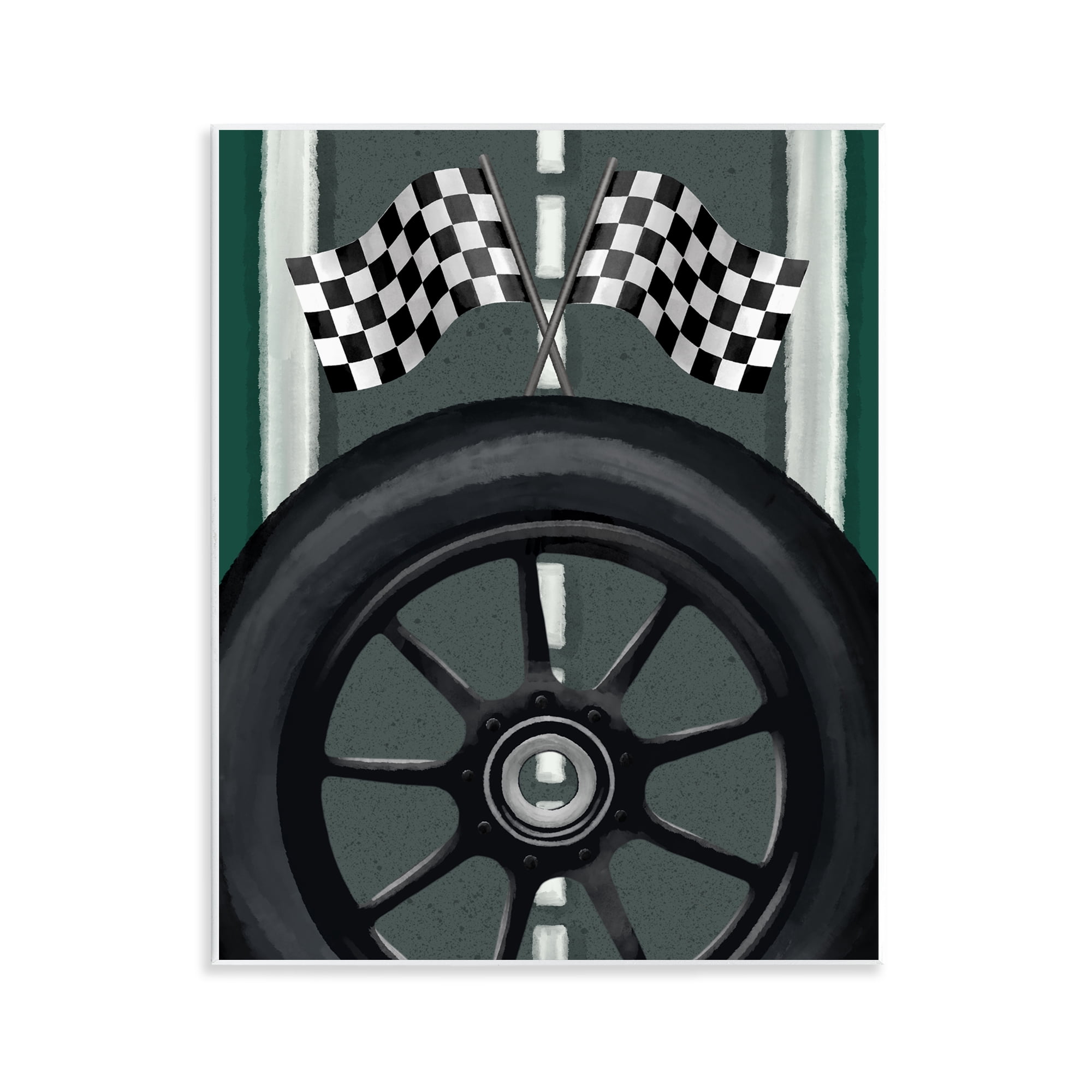Stupell Industries Racetrack Flags & Tire Wall Plaque Art, design by ...
