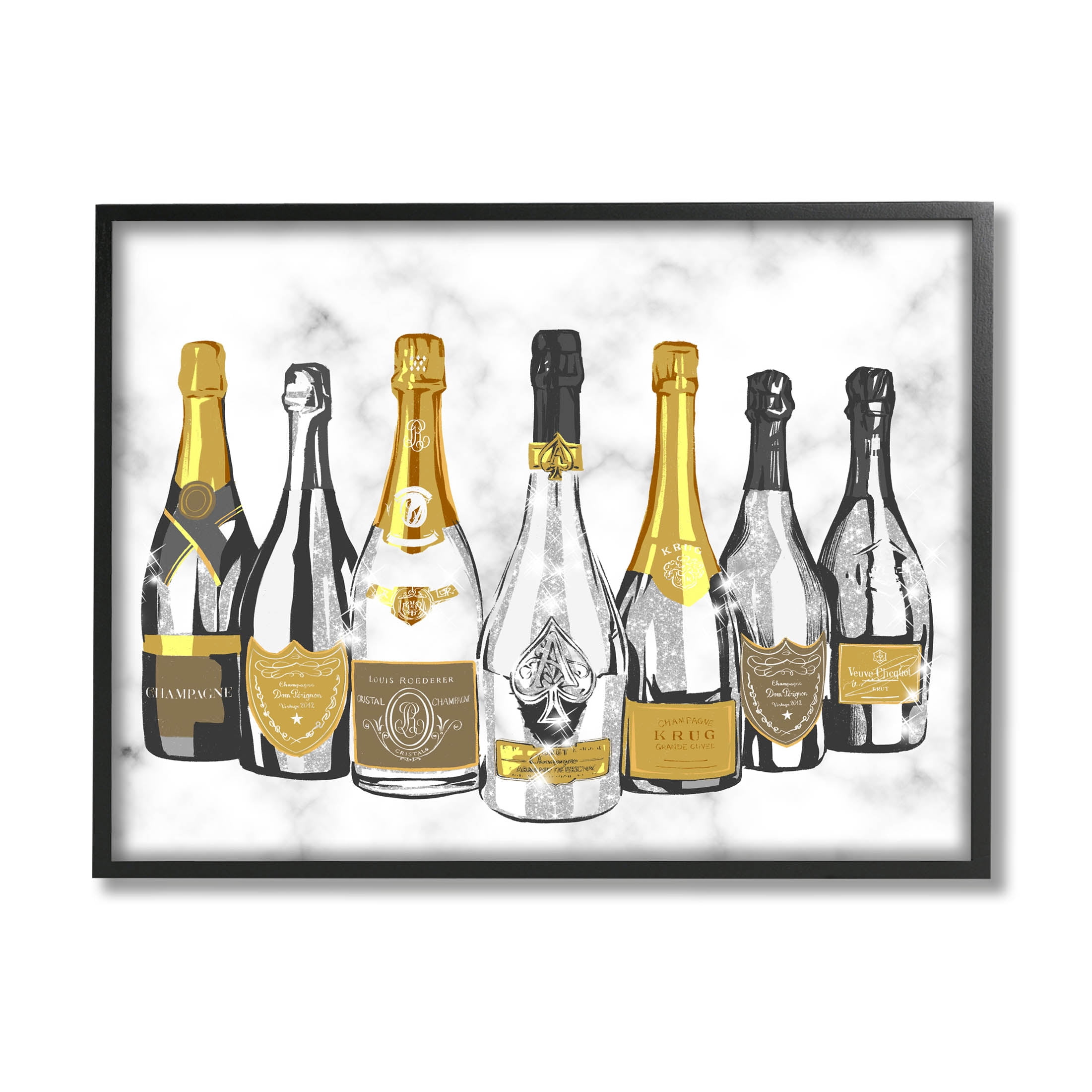 Stupell Industries Radiant Glam Twinkle Champagne Bottles Graphic Art ...